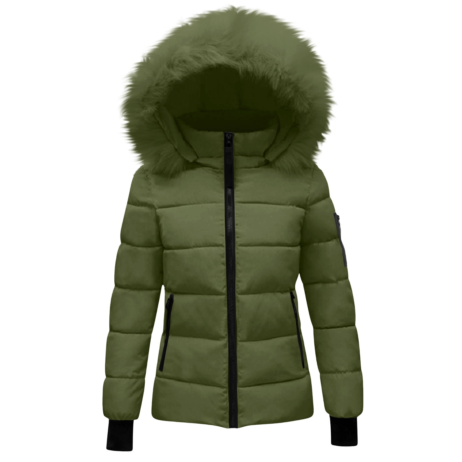 Maplenight Winter Coats for Women Thicken Zip Up Puffer Jacket with ...