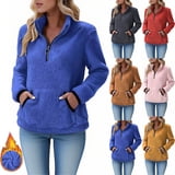 Maplenight Women Sherpa Fleece Pullover Quarter Zip Long Sleeve Fluffy ...