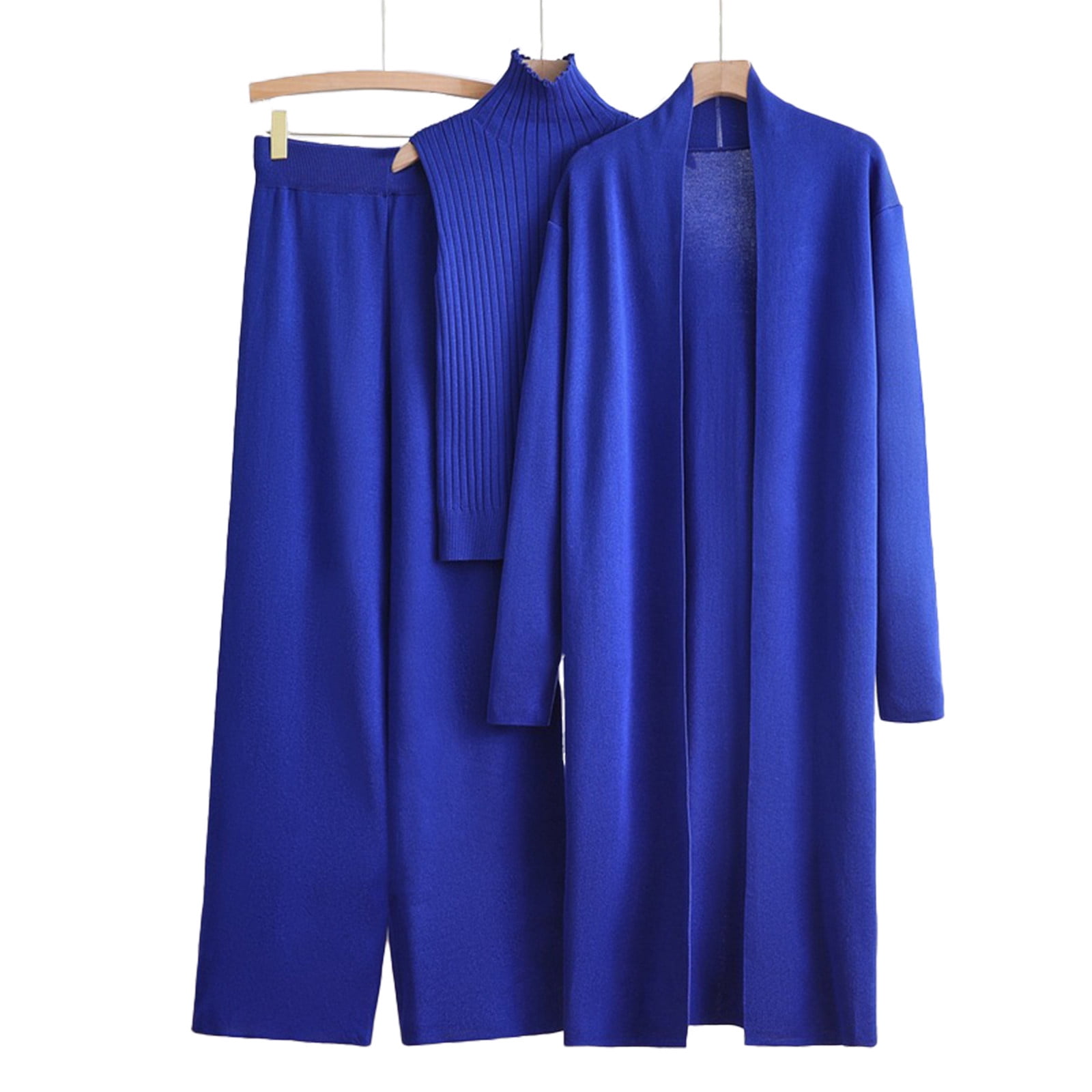 Maplenight Womens Knit 3 Piece Sets Long Cardigan Mock Neck Sweaters ...