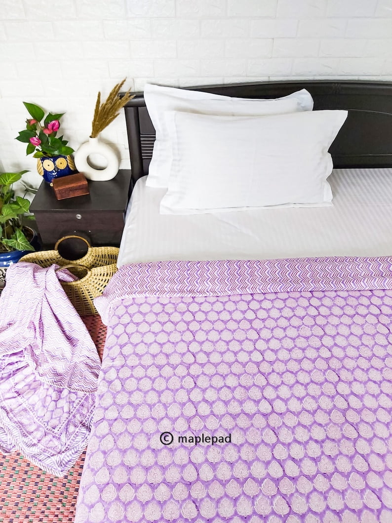 Maplepad handblock printed purple botta doahr 90"X60" Pk1 - Walmart.com