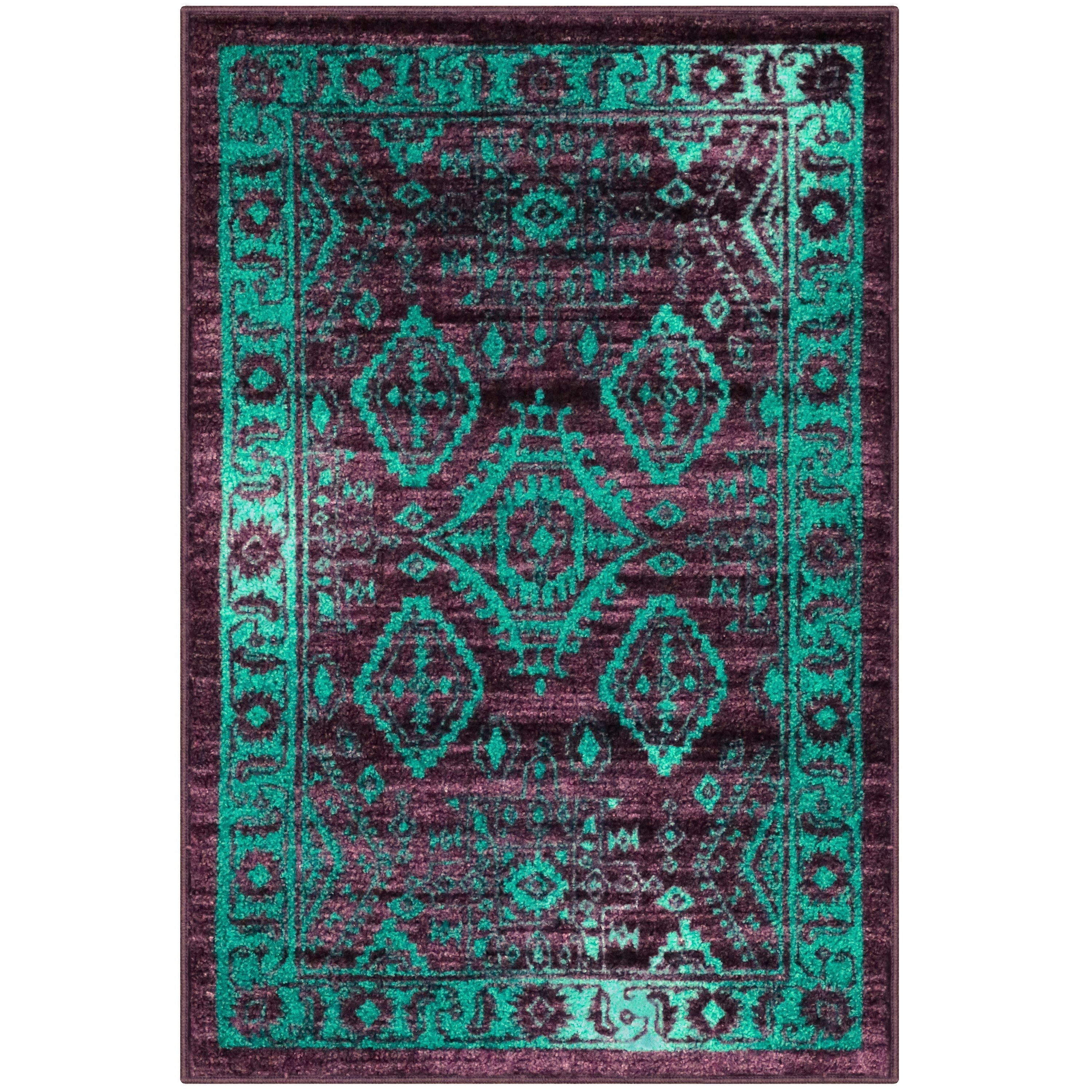 Maples Rugs Georgina Traditional Vintage Wineberry Washable Entryway ...