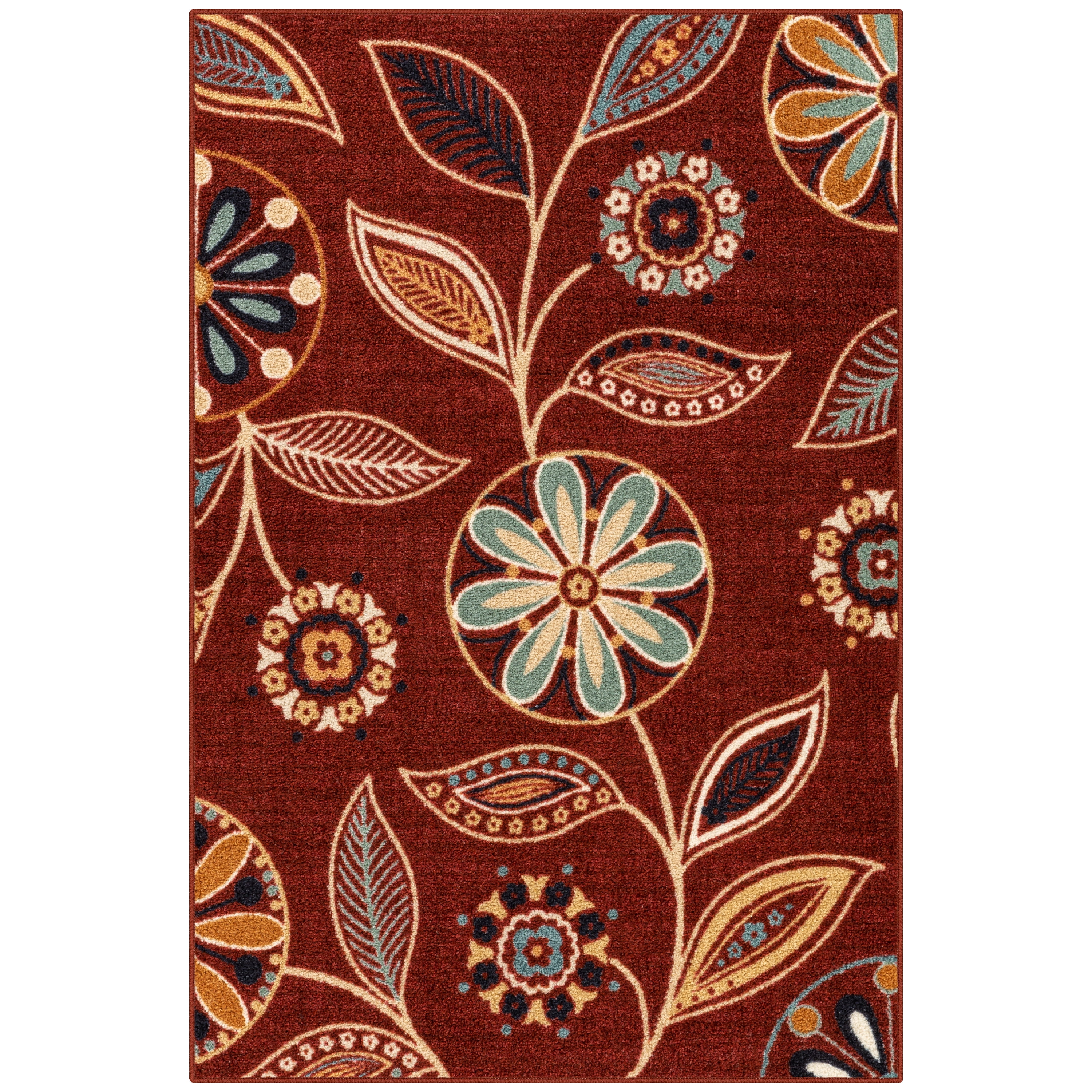 Maples Rugs - Made in USA - Reggie Bohemian Floral Washable Indoor Area ...