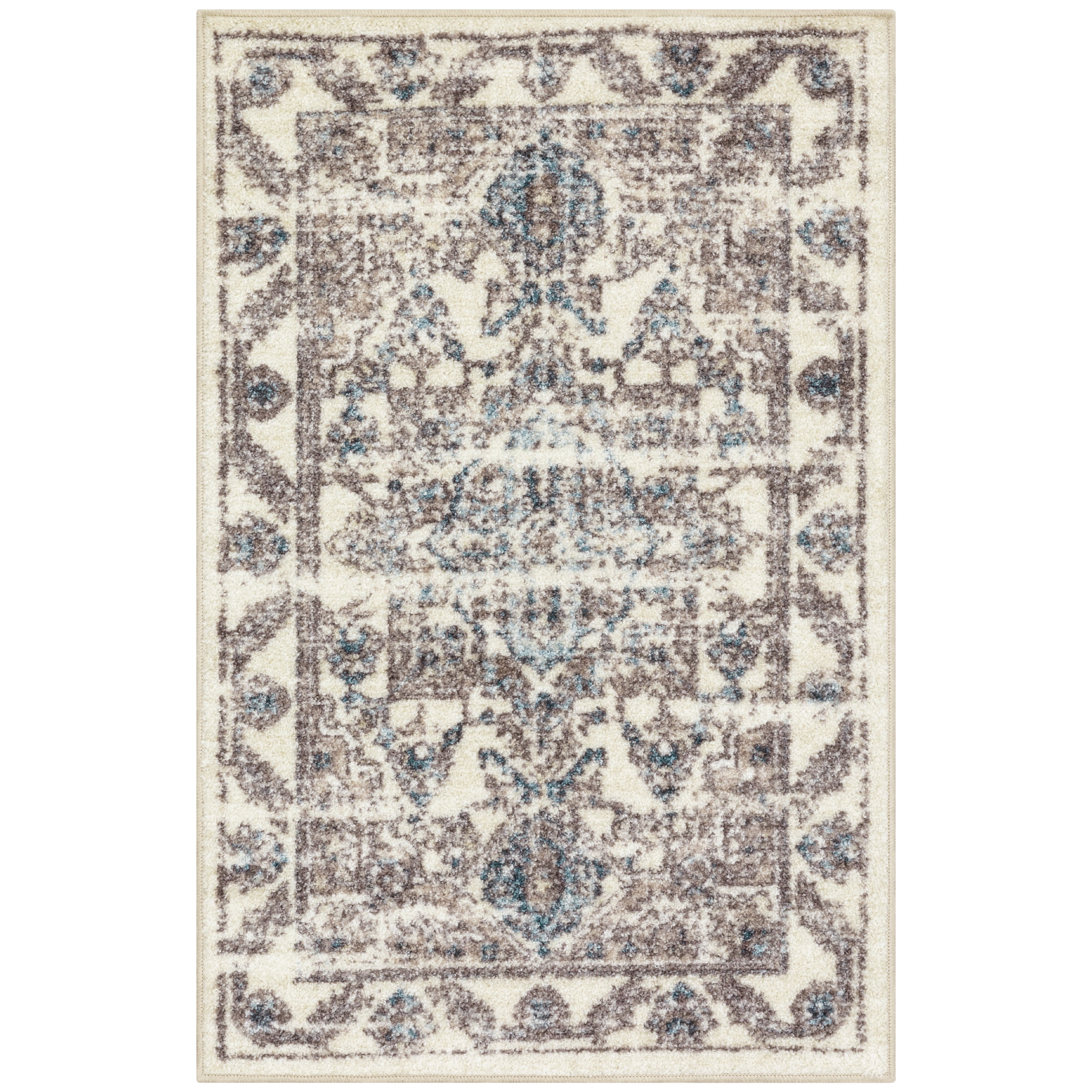 Maples Rugs Tapestry Farmhouse Medallion Taupe Grey Washable Entryway ...