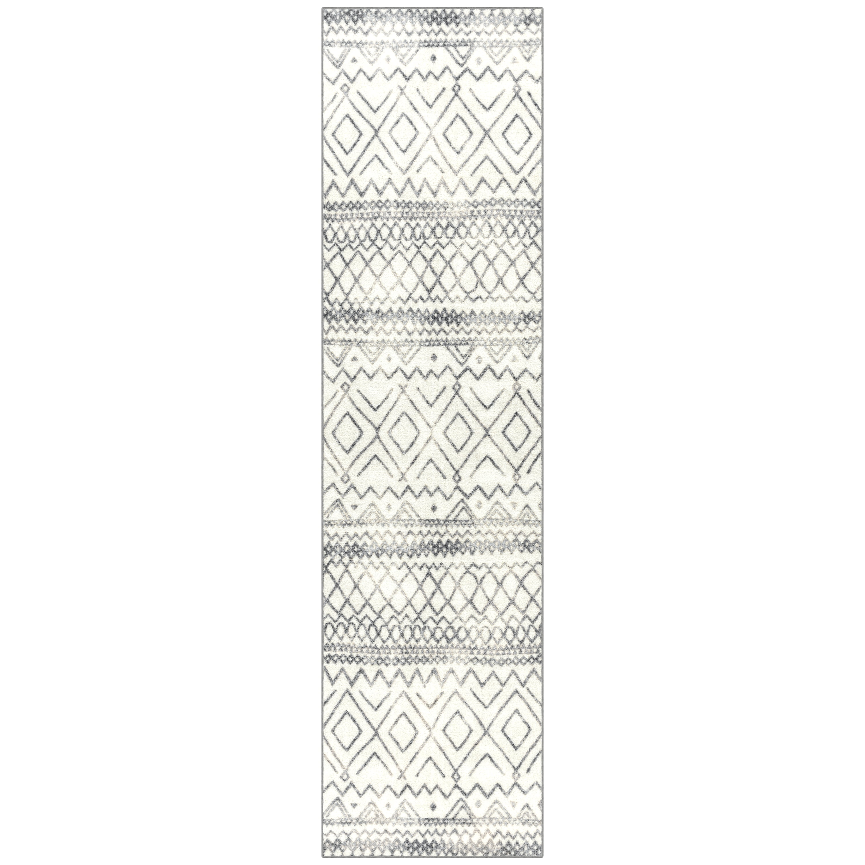 Maples Rugs Diamond Modern Geometric Ivory Non Slip Hallway Runner Rug ...