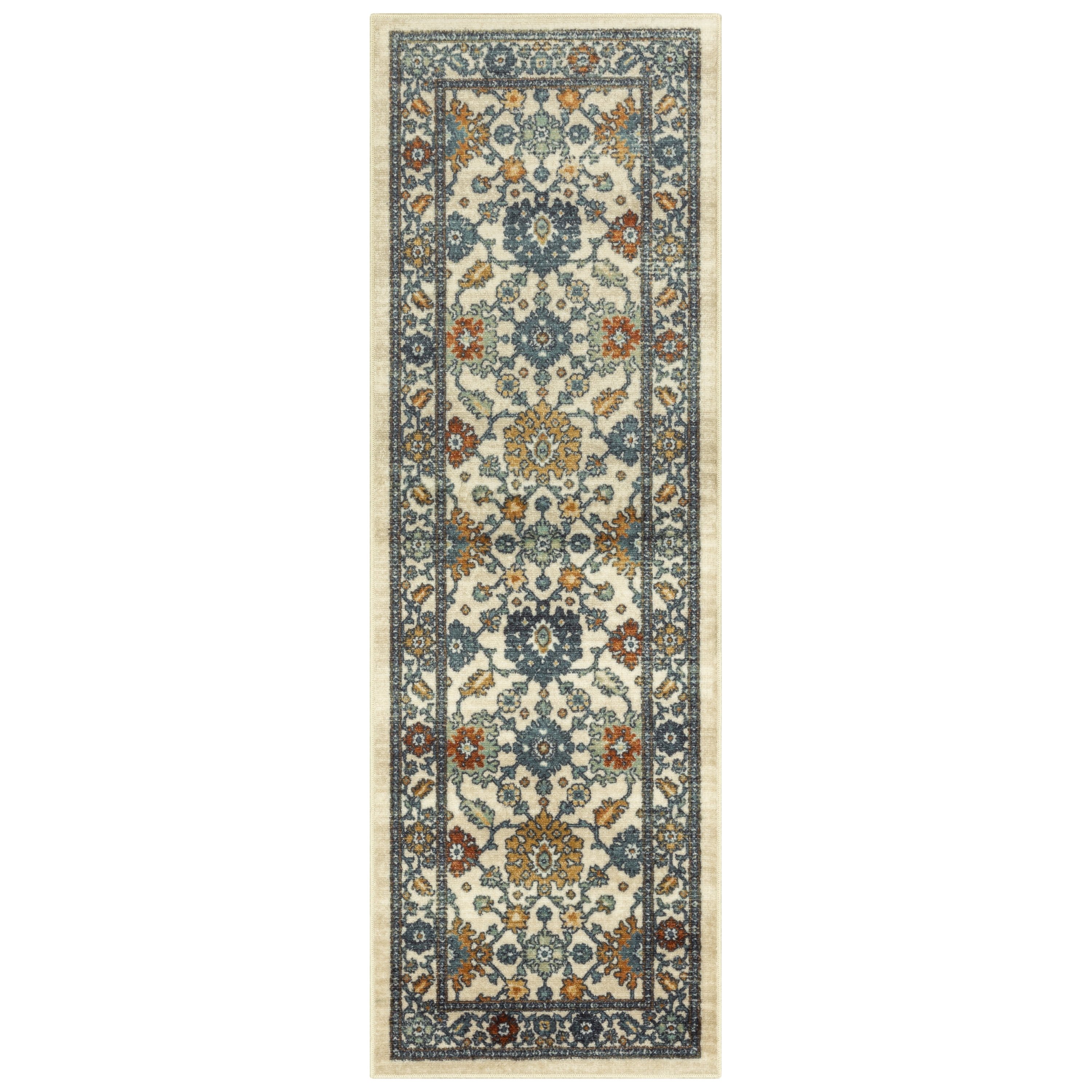 Maples Rugs Benton Transitional Floral Beige Washable Hallway Runner ...