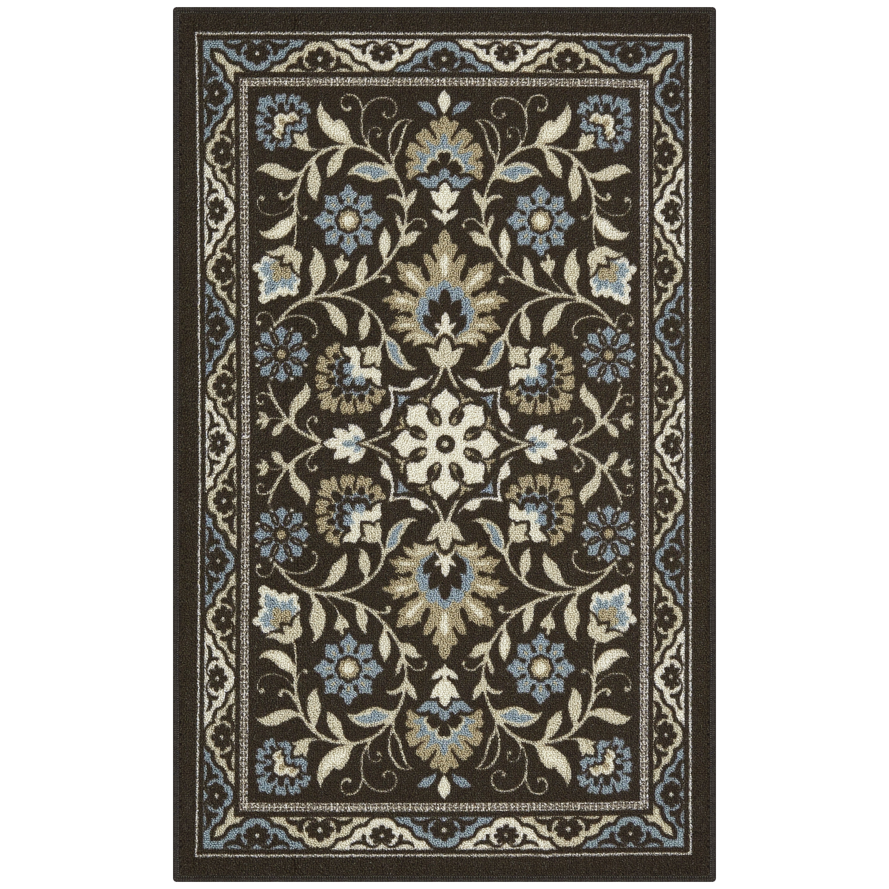 Maples Rugs Florence Traditional Swirl Brown Washable Entryway Area Rug ...