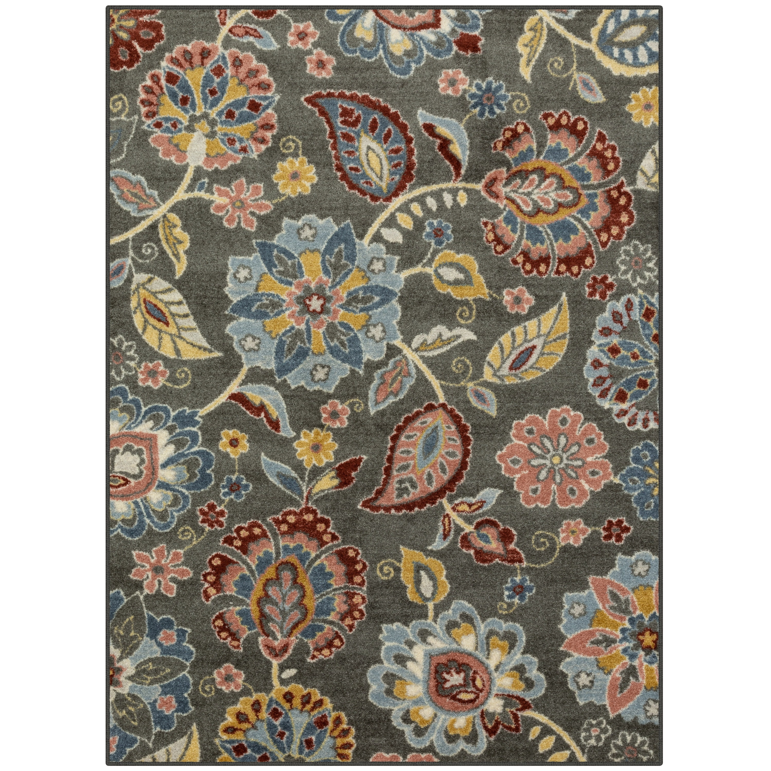 Maples Rugs Gardena Bohemian Paisley Gray Non Slip Indoor Area Rug, 5 ...