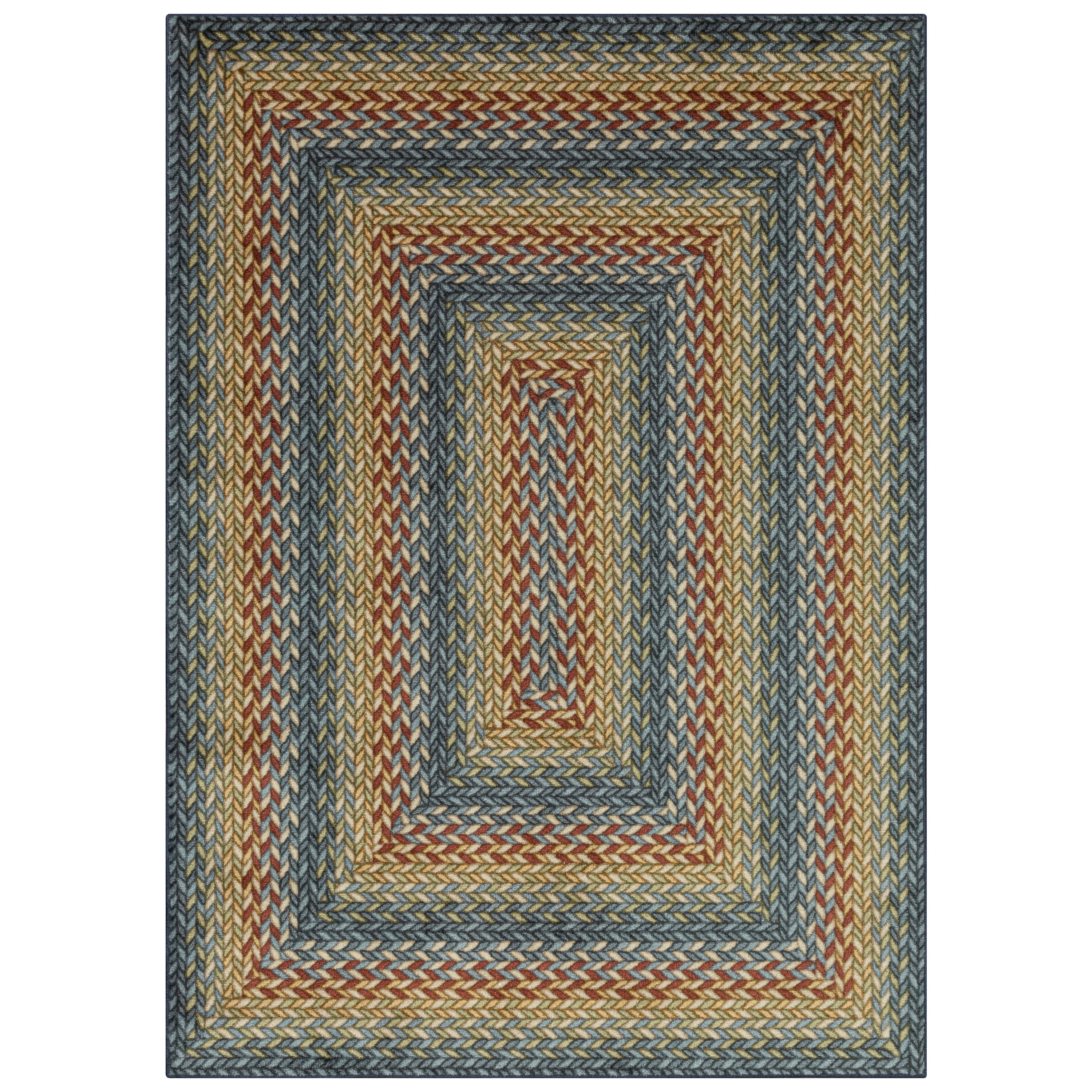 Maples Rugs Marion Bohemian Braided Multicolor Non Slip Indoor Area Rug ...