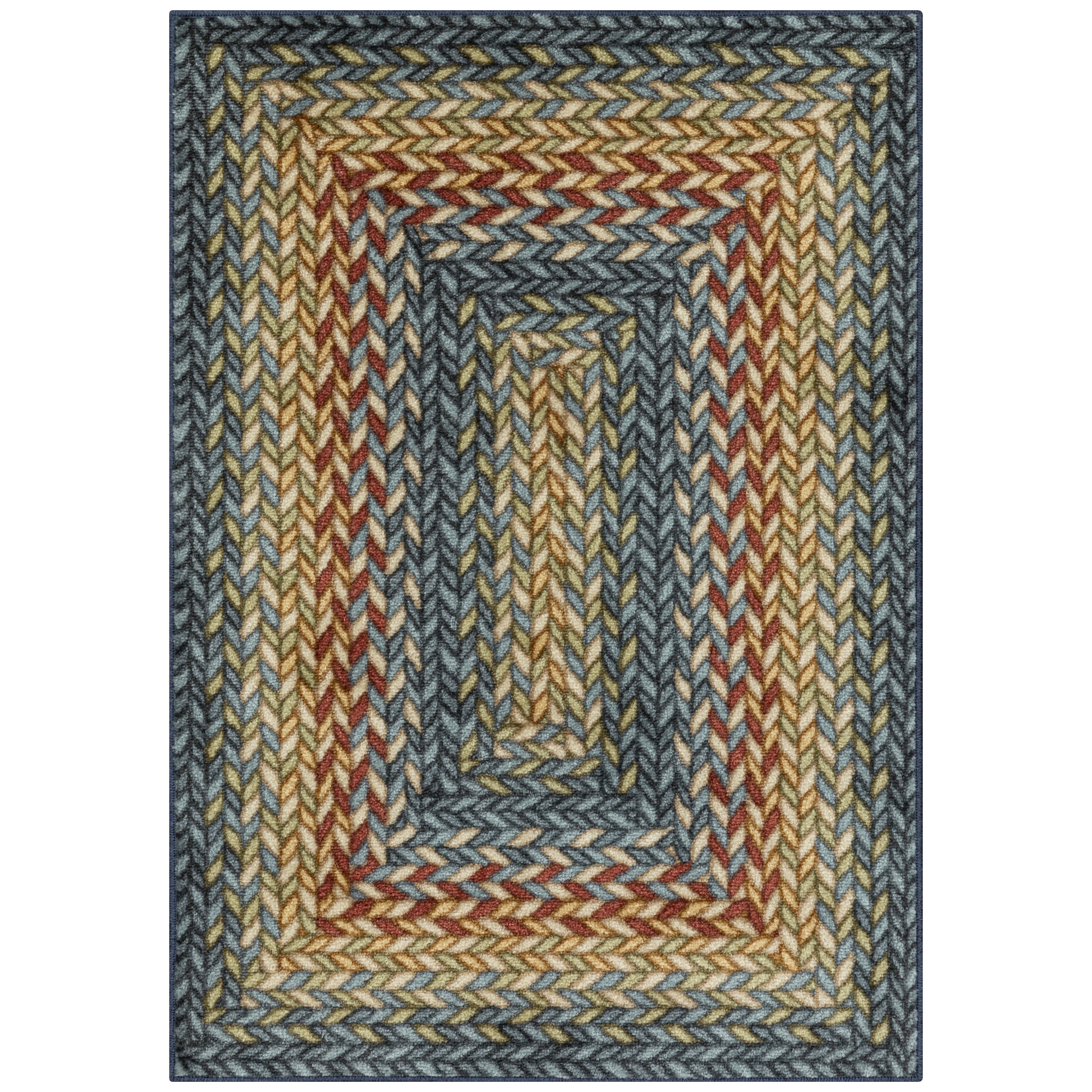 Maples Rugs Marion Bohemian Braided-Style Print Washable, Non-Slip Low ...