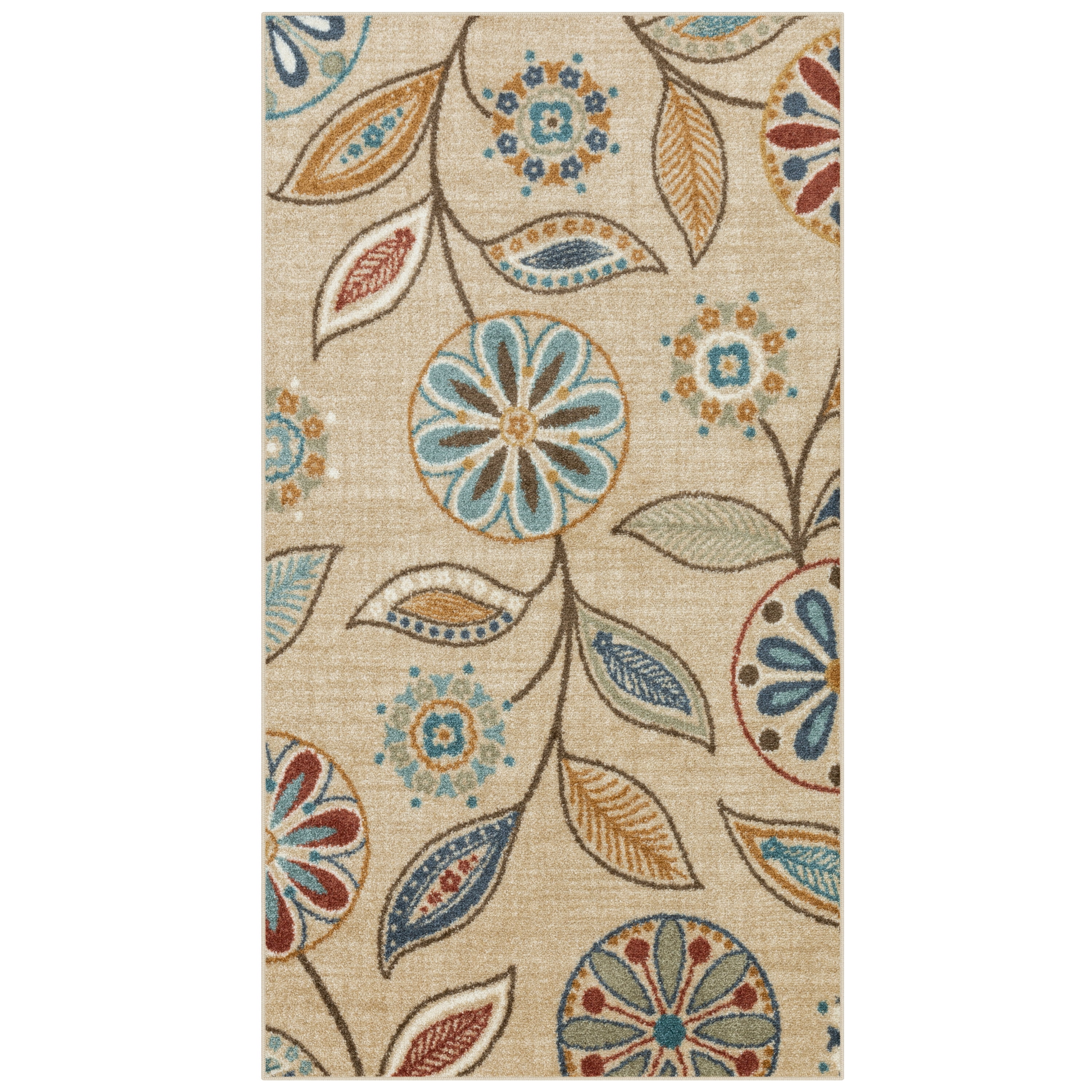 Maples Rugs Reggie Bohemian Floral Beige Non Slip Indoor Area Rug, 3'4 ...