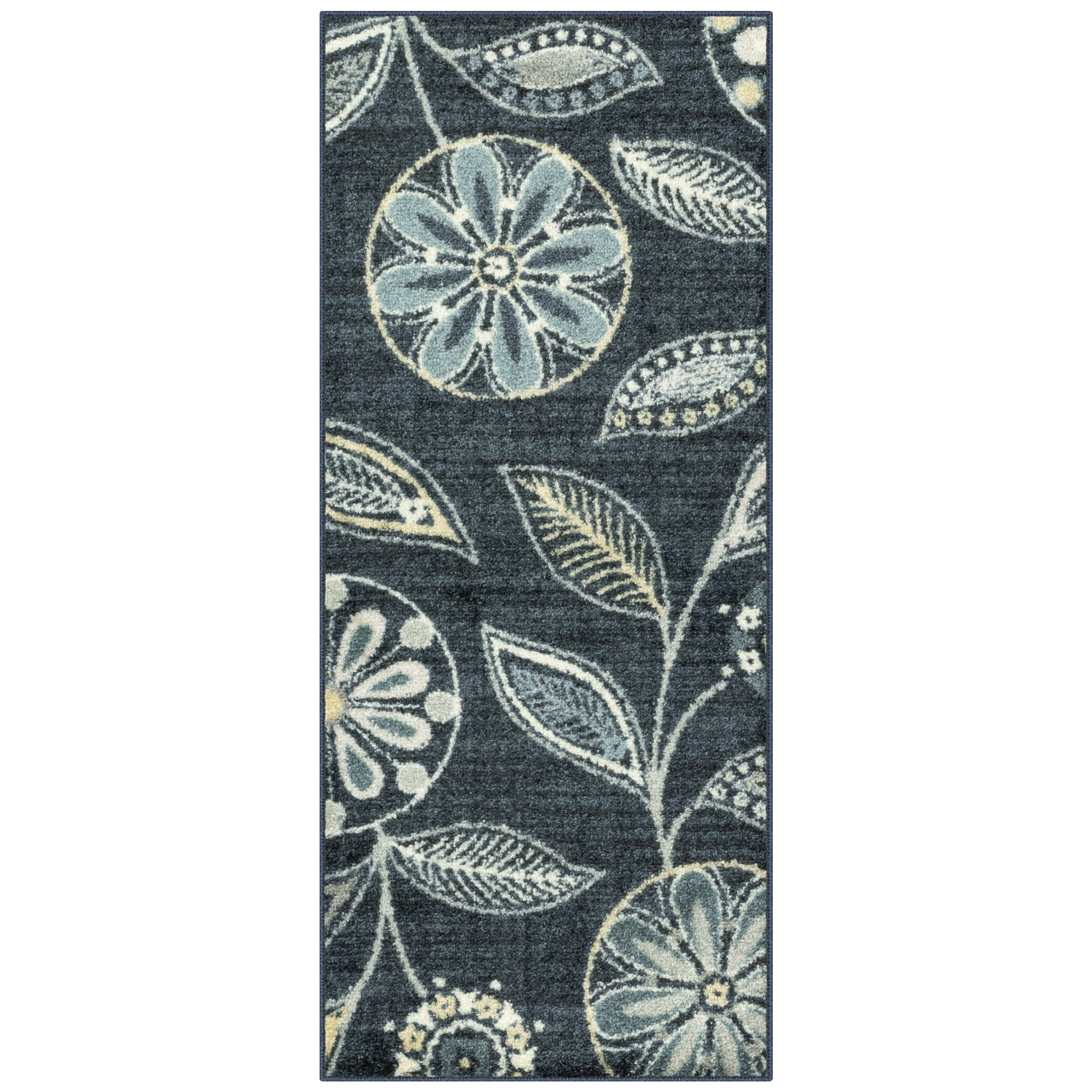Maples Rugs Reggie Bohemian Floral Blue Washable Hallway Runner Rug, 1 ...