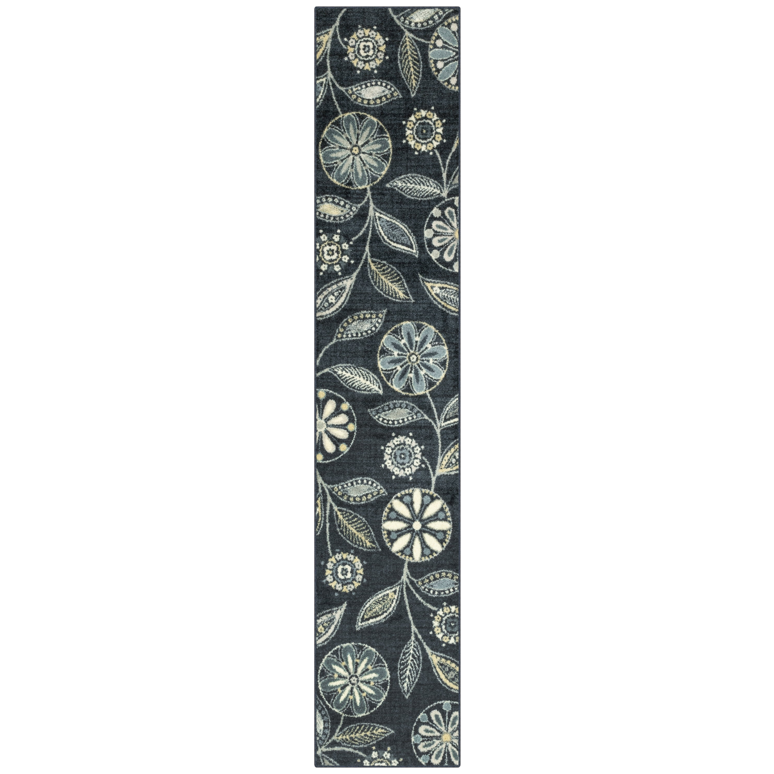 Maples Rugs Reggie Bohemian Floral Blue Non Slip Hallway Runner Rug, 2 ...