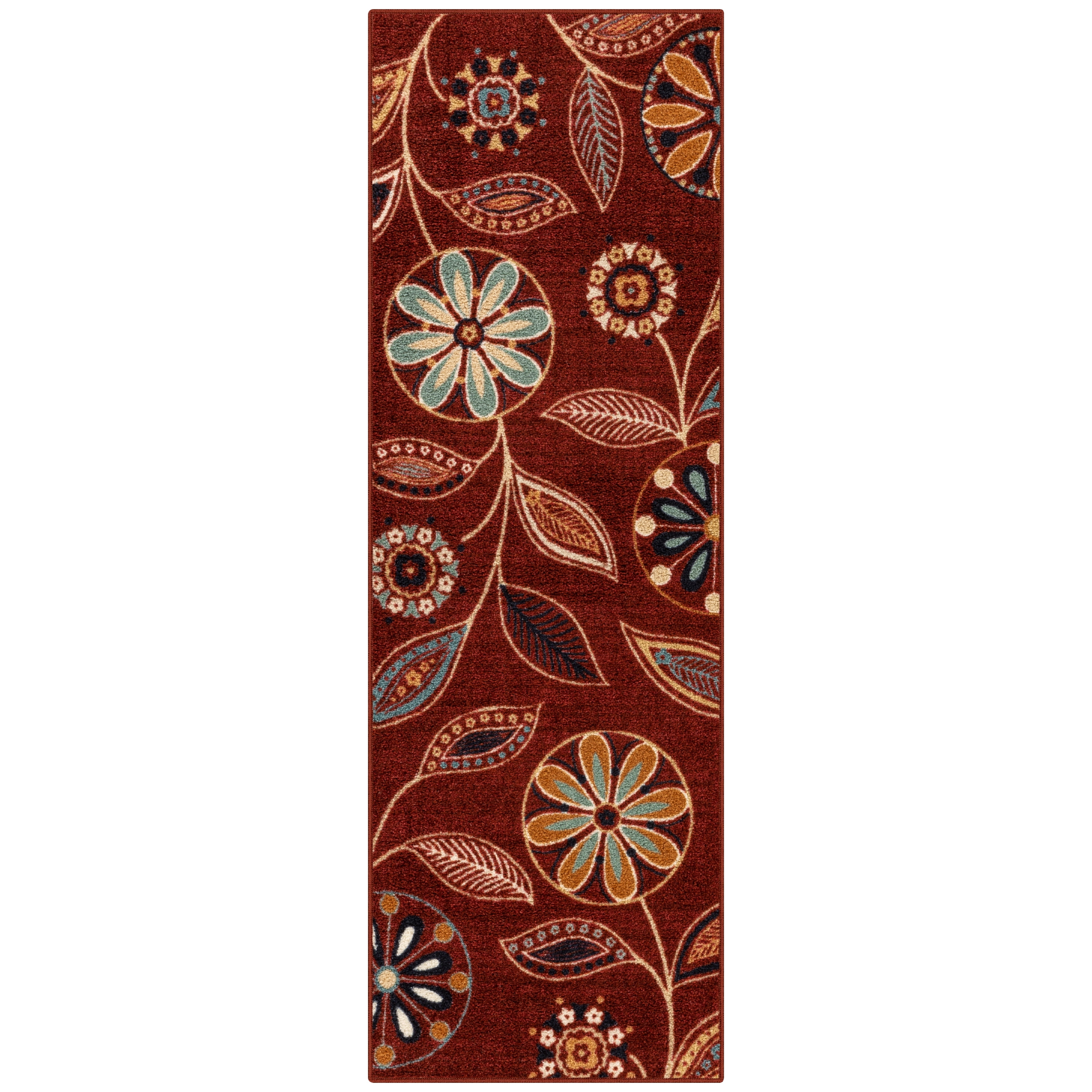 Maples Rugs Reggie Bohemian Floral Washable Indoor Runner Rug, 2' x 6 ...