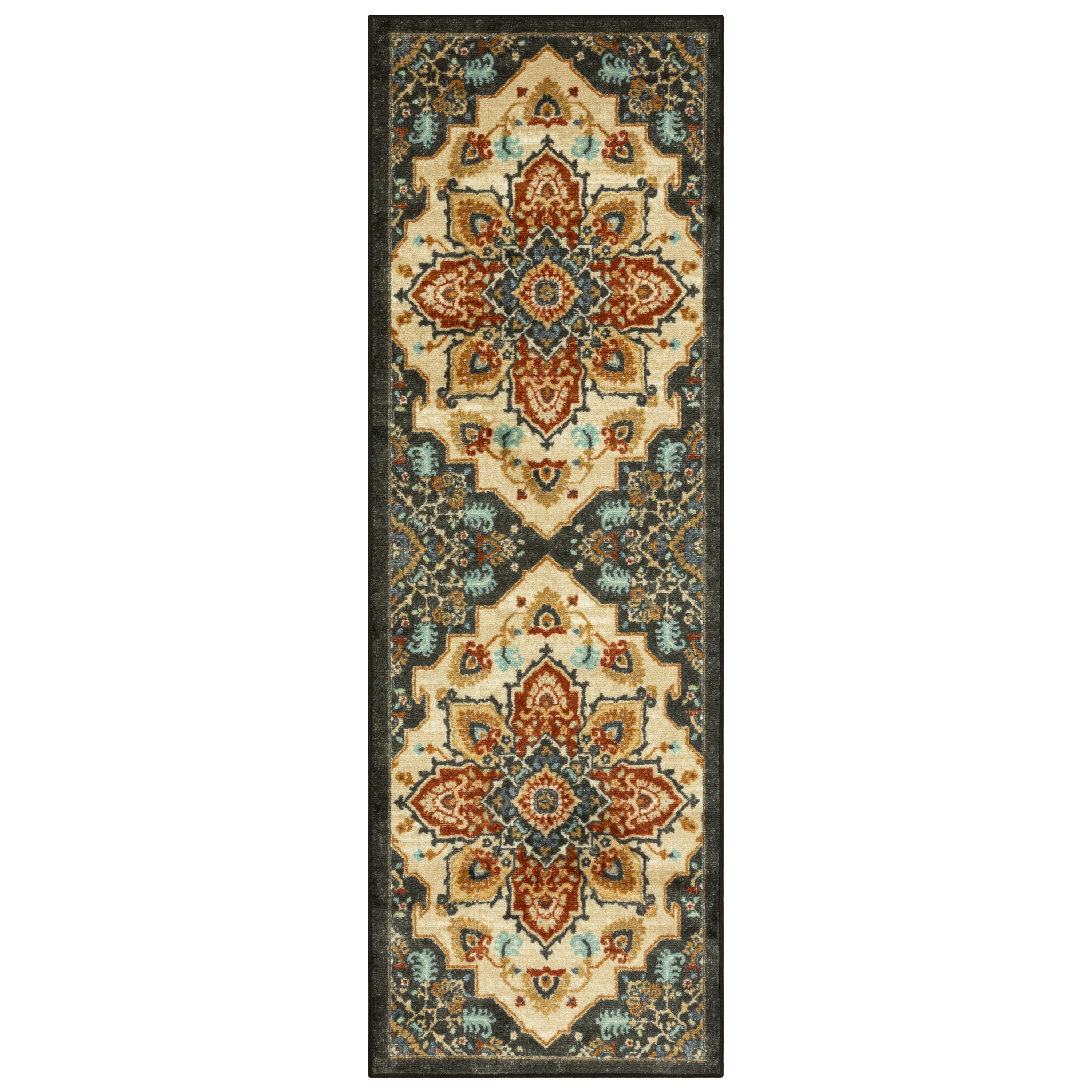 Maples Rugs - Made in USA - Ruby Oriental Floral Washable Indoor Runner ...