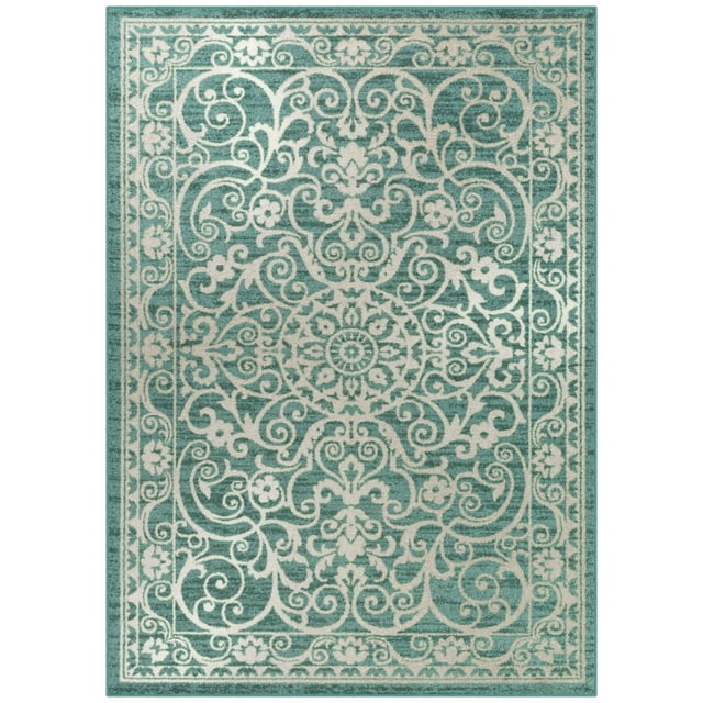 Maples Rugs Pelham Medallion Textured Spa Green Indoor Living Room Area ...