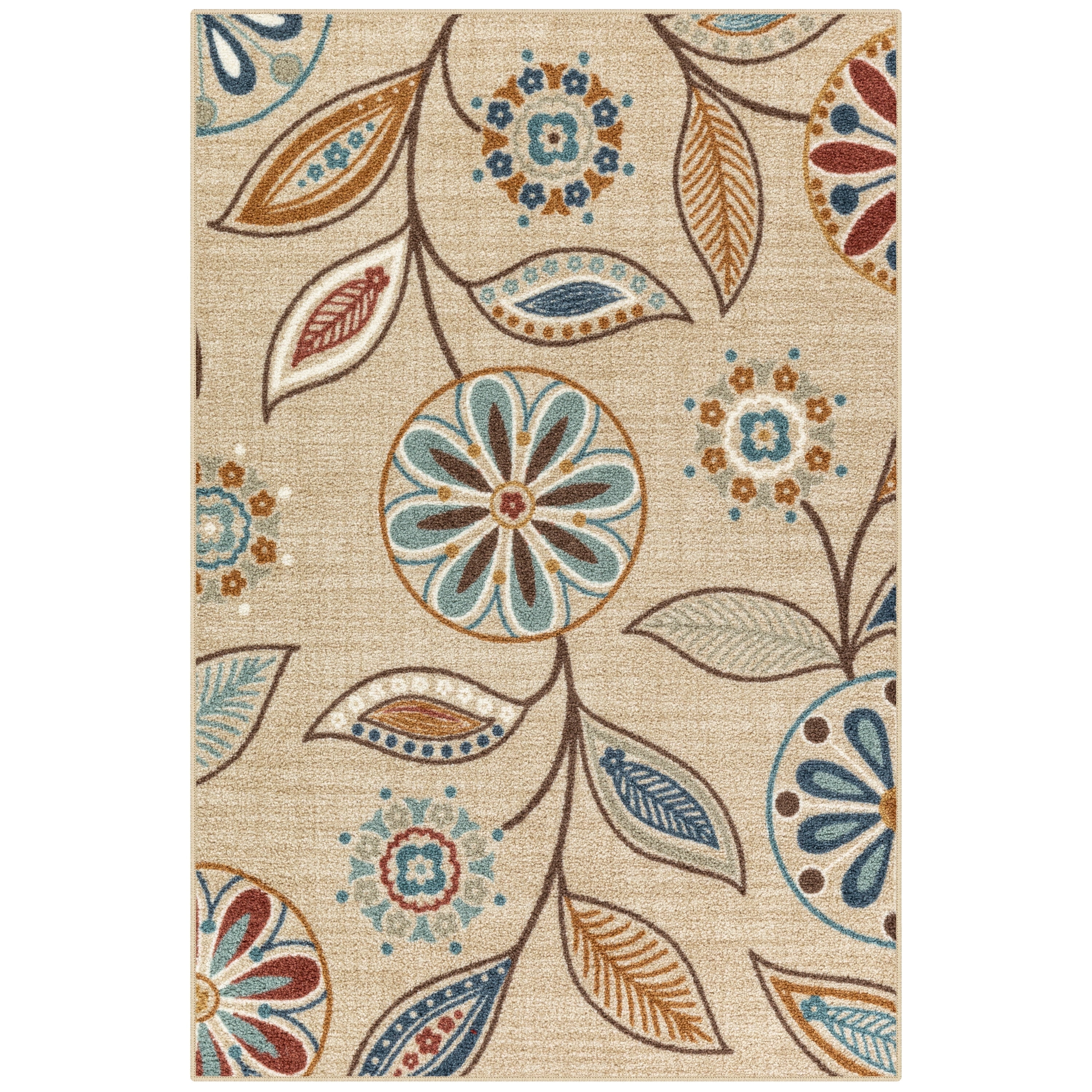 Maples Rugs Reggie Multi Floral Bedroom Area Rug for Indoor, 3'4" x 5 ...