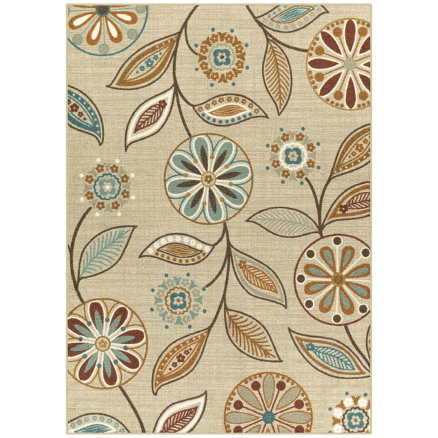 Maples Rugs - A - Reggie Bohemian Floral None Slip Indoor Area Rugs, 5 ...