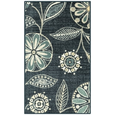 Mainstays Farmhouse Oversized Floral Teal Indoor Accent Rug, 2'6"x3'10 ...