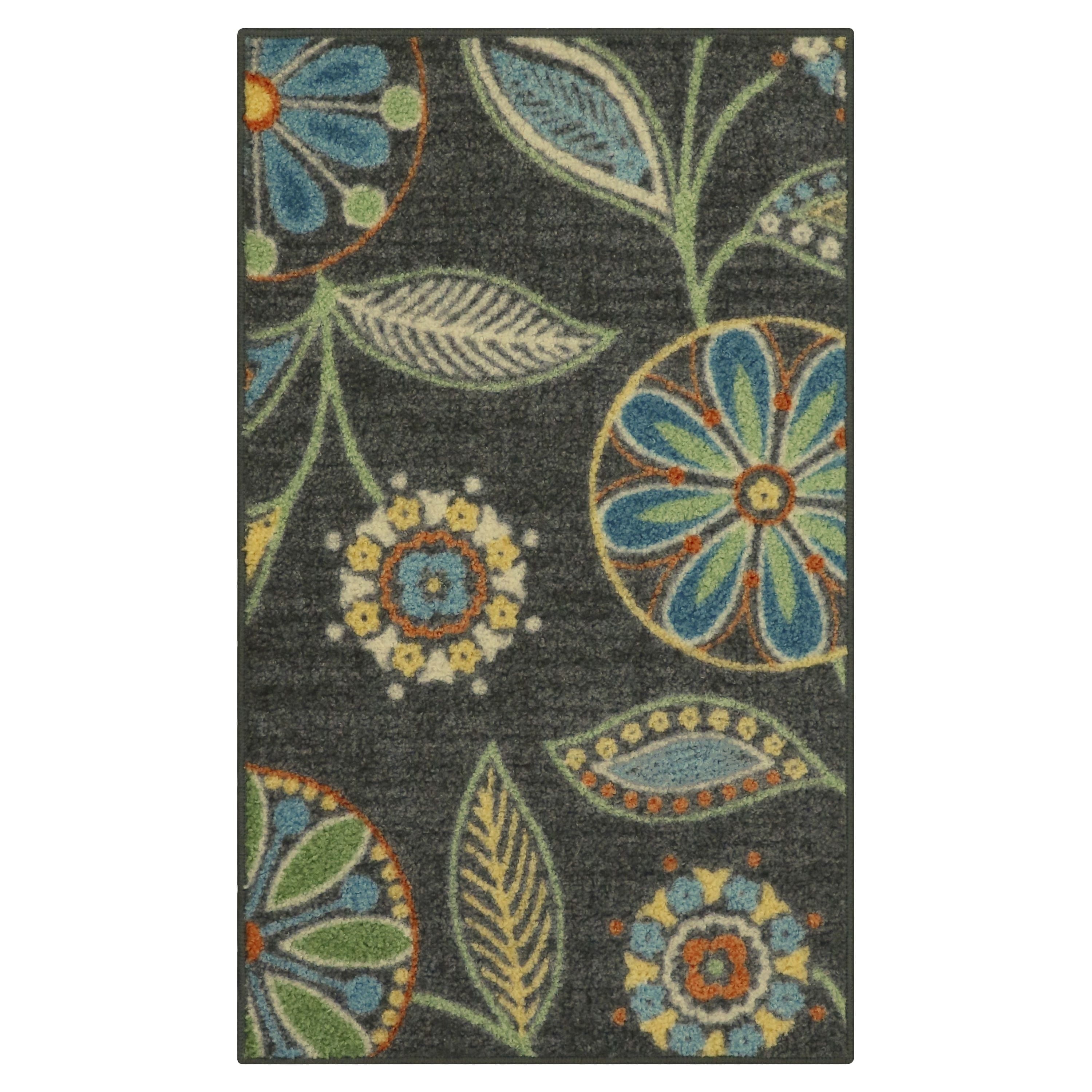 Maples Rugs Reggie Multi Floral Washable Entryway Accent Rug for Indoor ...