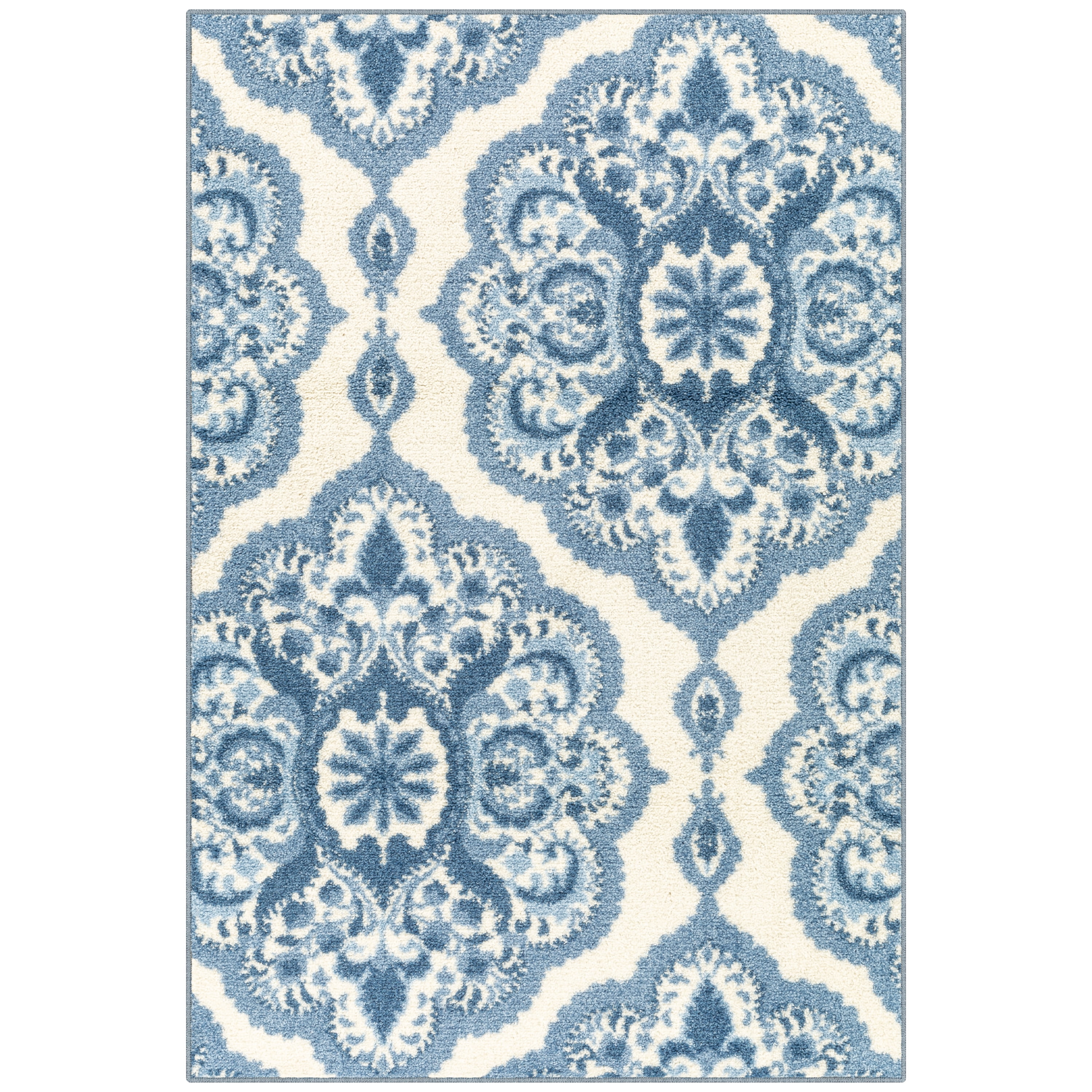 Maples Rugs Traditional Roxanne Medallion Blue Print Indoor Area Rug, 3 ...