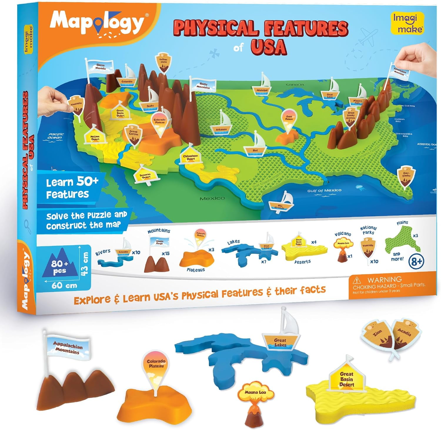Mapology USA & World Map Puzzle with Flags, Capitals, Stickers ...
