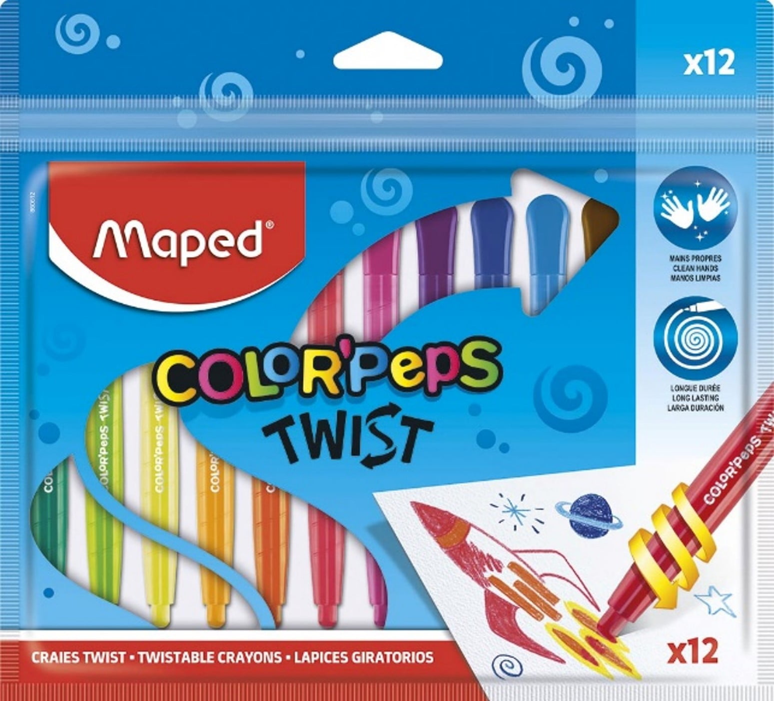Mapped Color Peps Twist - Twistable Crayons 12 pcs, School Supplies ...