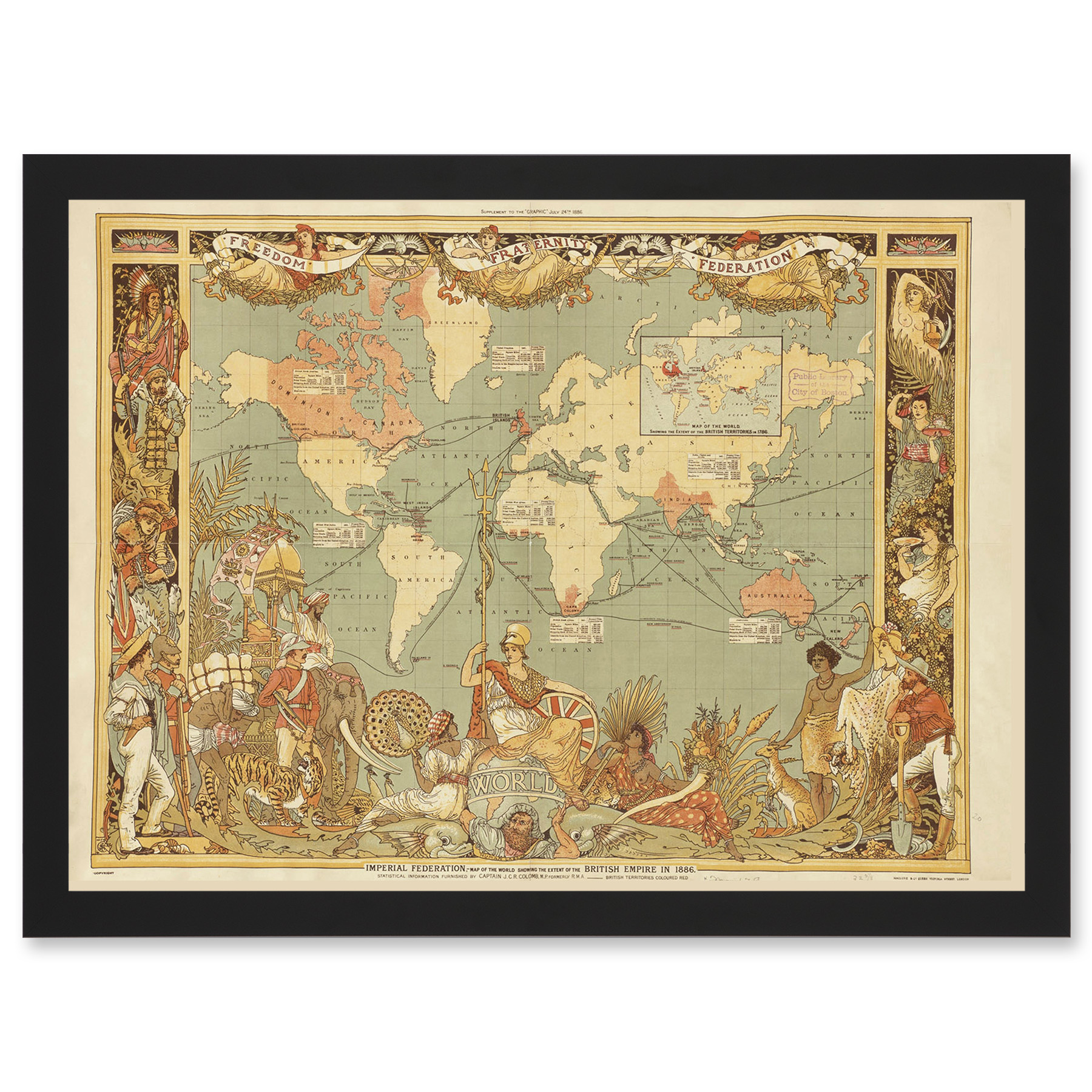 Maps British Empire 1886 Imperial Illustrated People World A4 Artwork ...