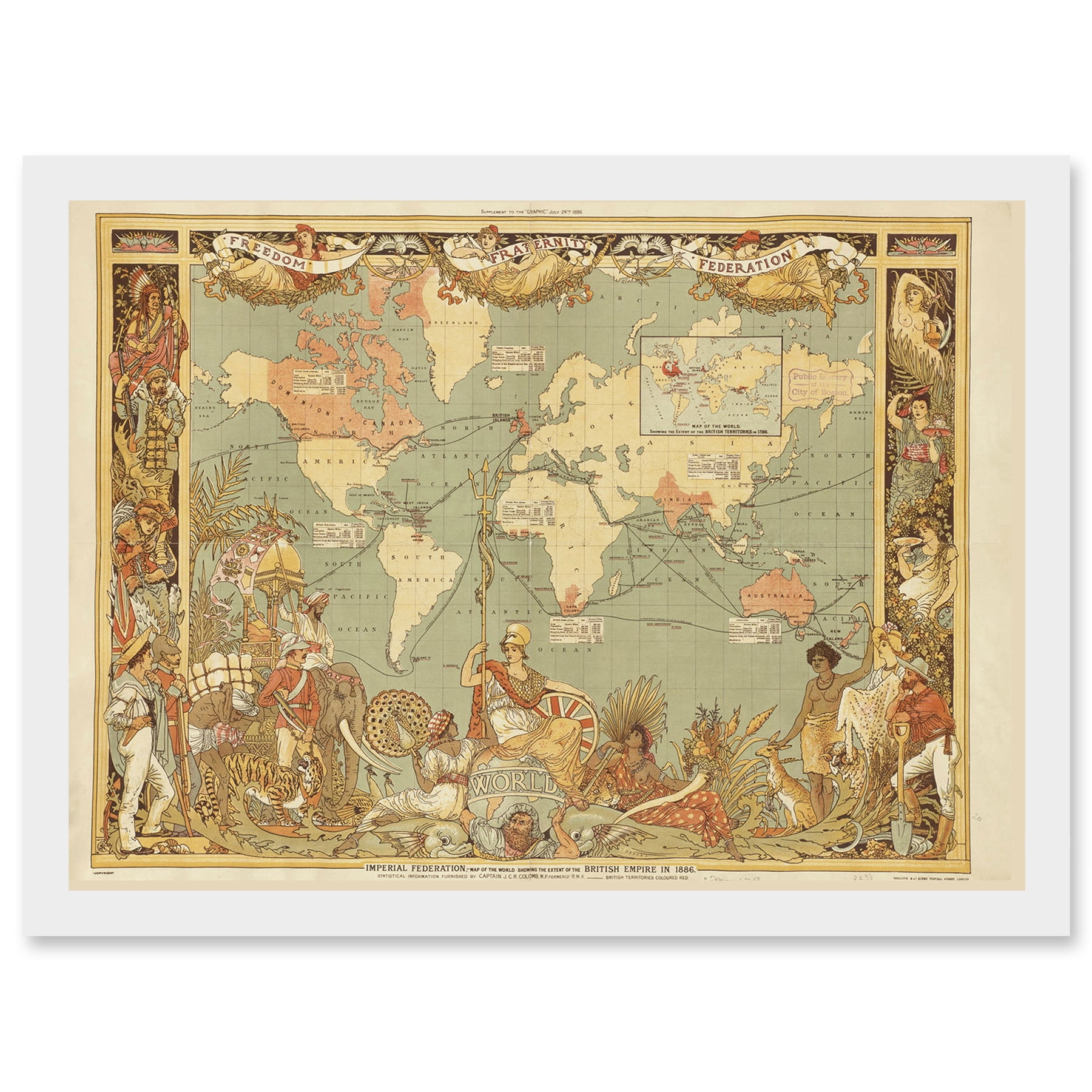 Maps British Empire 1886 Imperial Illustrated People World A4 Artwork ...