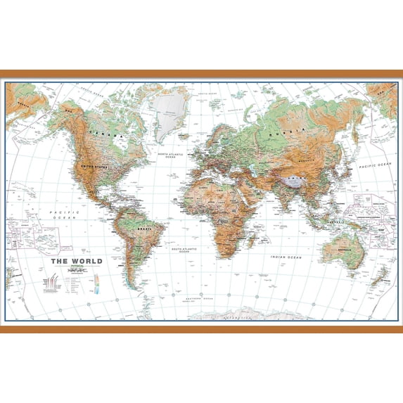 Maps Huge Physical World Wall Map - White Ocean poster - Walmart.com