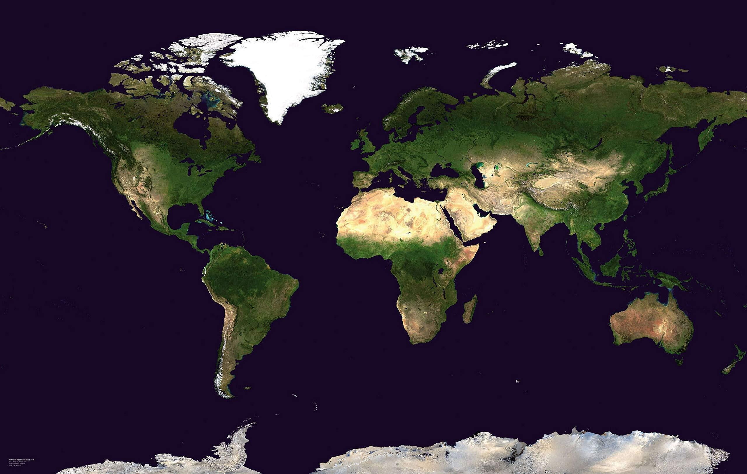 Maps Huge Satellite Map of The World poster - Walmart.com