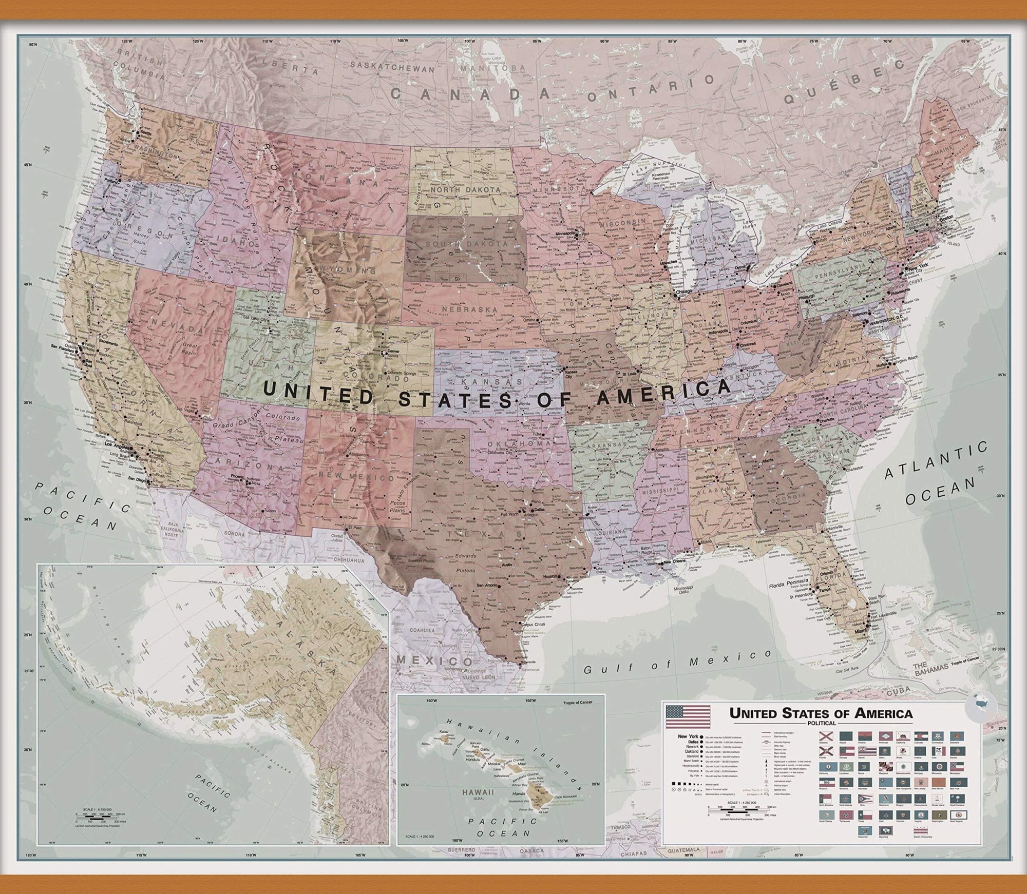 Maps Large Executive USA Wall Map - Pinboard poster - Walmart.com