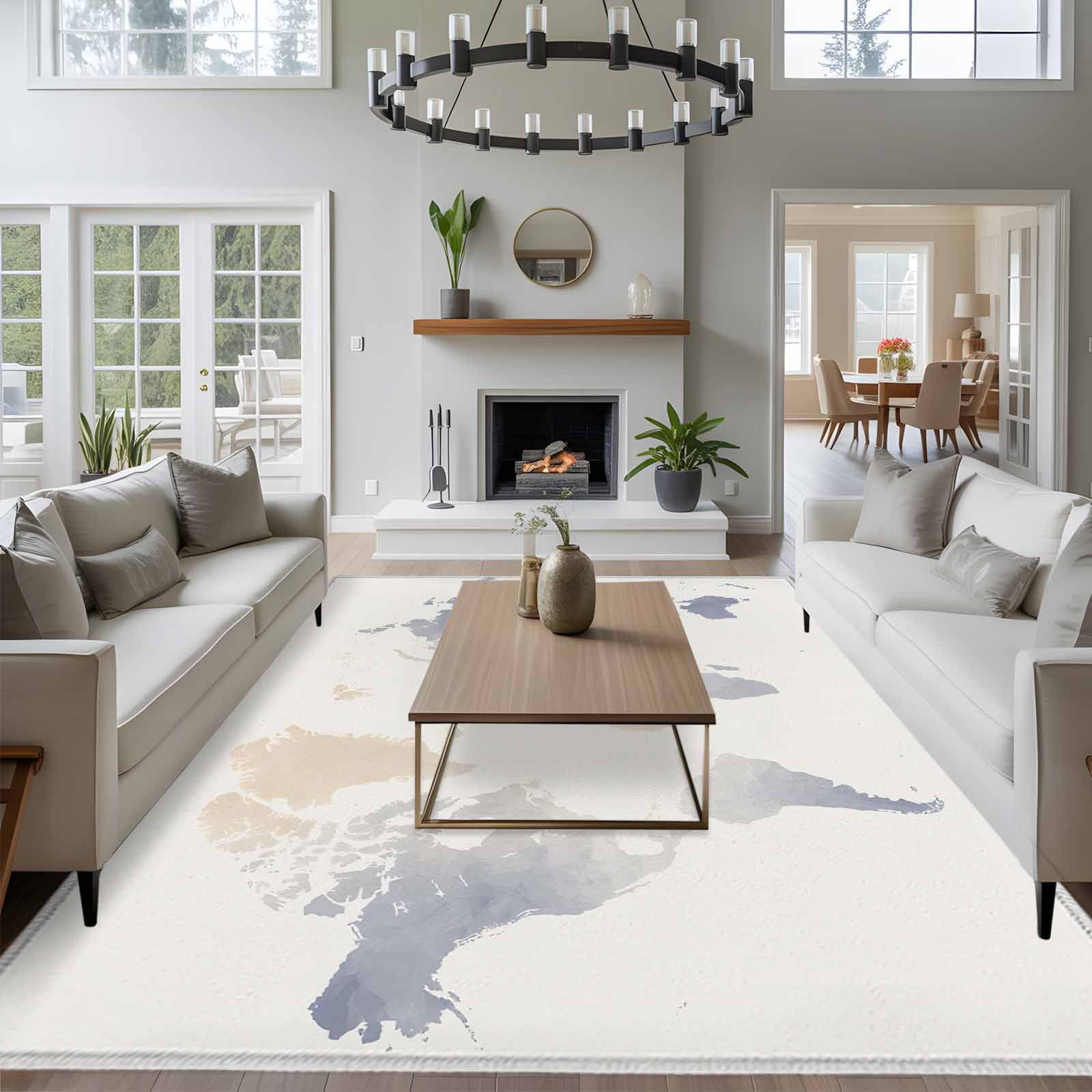 Maps Of The World 8x10 Area Rug for Living Room Sectional Sofa, Blue ...