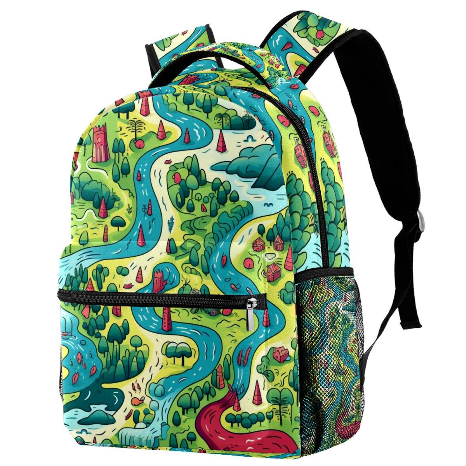 Maps Tree Rive Green Lightweight Backpacks Roomy Interior, Casual ...