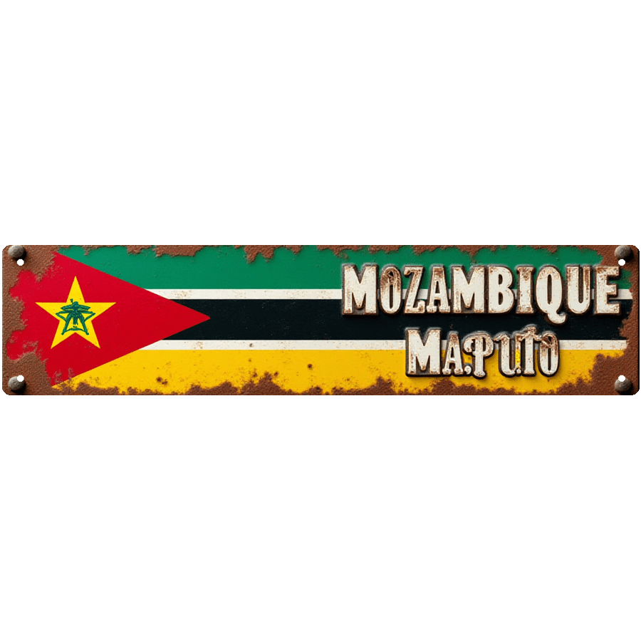 Maputo Vintage Tin Sign - 12x8 Inches - Ideal for African Coastal Decor ...