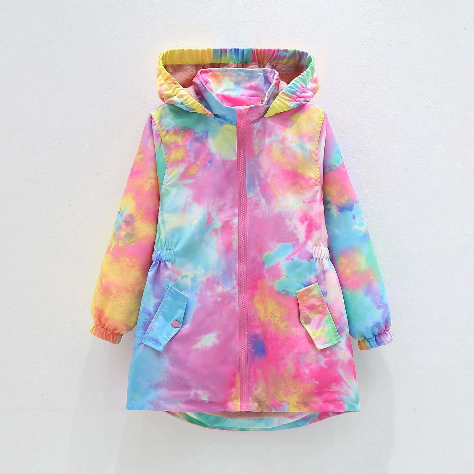 Maqroz Girls Rain Jackets Waterproof Hooded Fleece Lined Raincoats Full ...