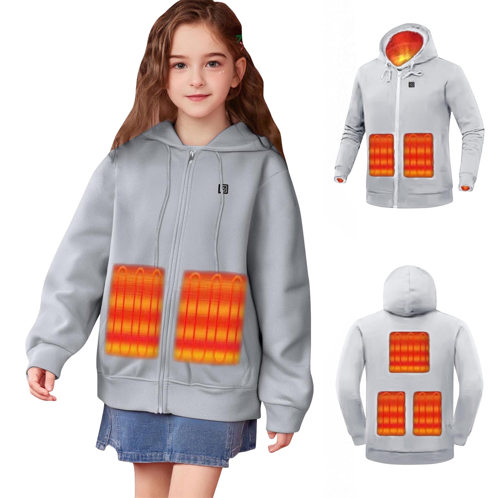 Maqroz Heated Jacket for Kids Boys Girls Zip Up Heated Hoodies ...
