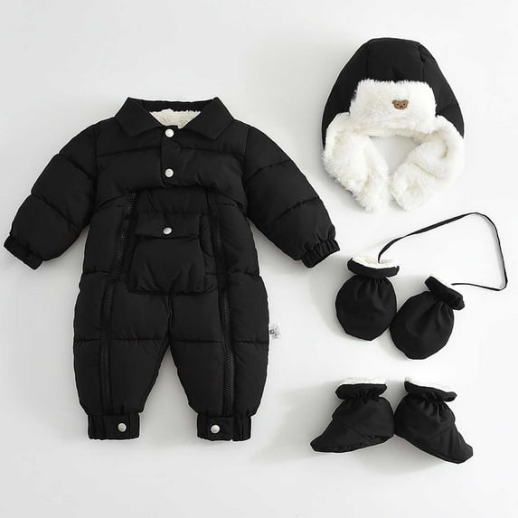Maqroz Infant Snow Suit Kids Ski Outfits 4 Piece Boys Girls One-Piece Snowsuit Warm Fleece Lined ...