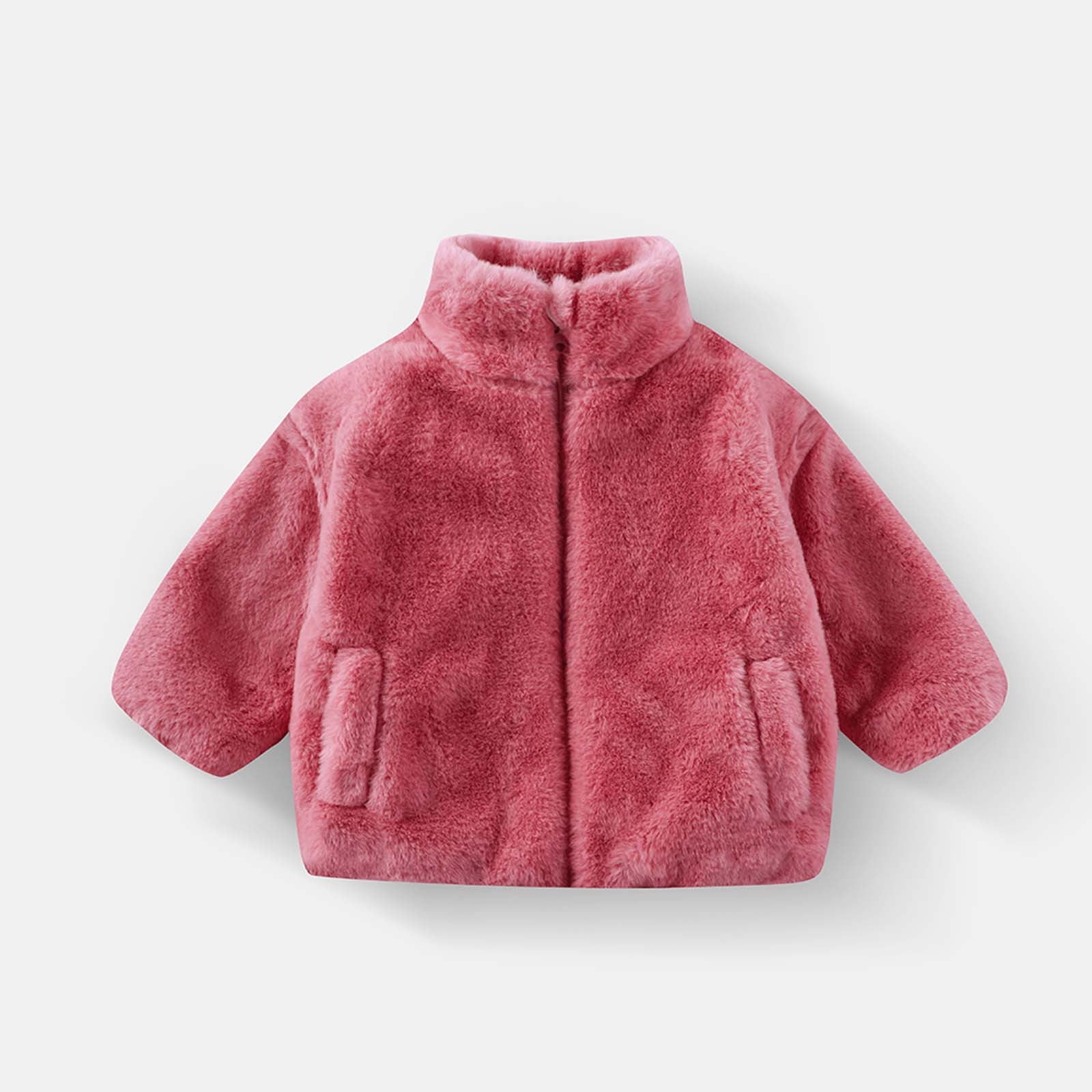 Maqroz Kids Fleece Coats Boys Girls Zip Up Winter Jackets Toddler Warm Fuzzy Stand Collar Teddy ...