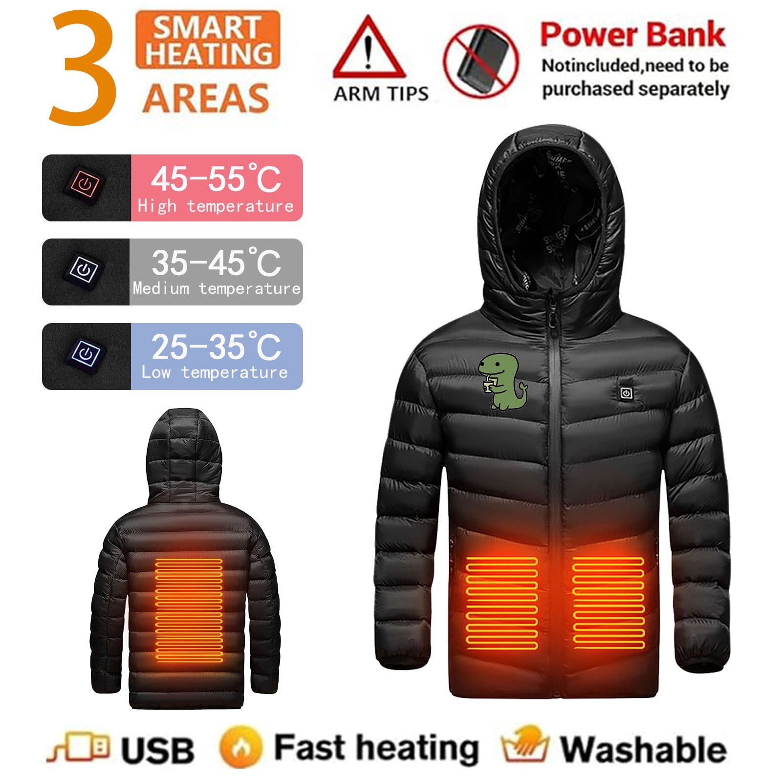 Maqroz Kids Heated Jacket Boys Girls Youth Hearting Winter Coats ...