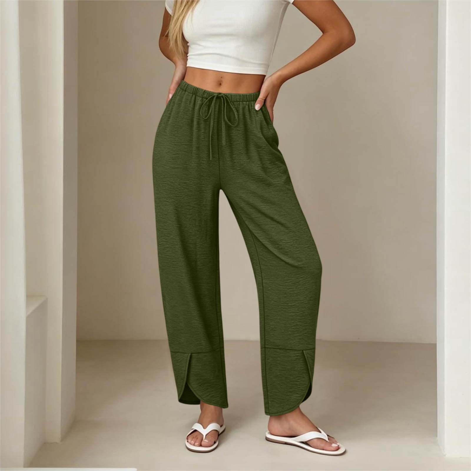 Maqroz Lounge Pants for Women Casual Drawstring Waistband Sweatpants ...
