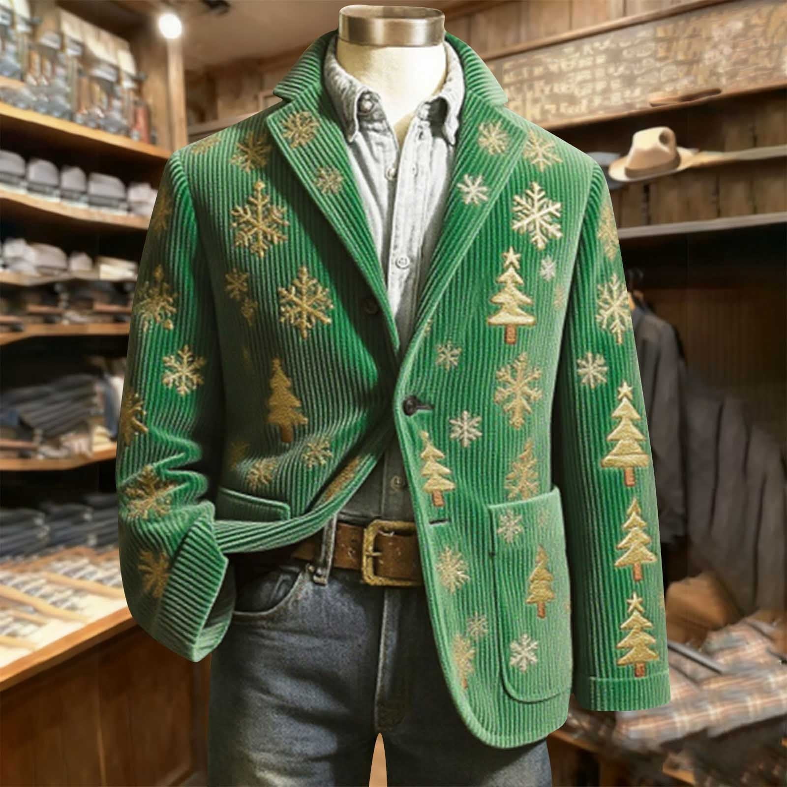 Maqroz Mens Christmas Blazer Single Breasted Suit Jacket Notched Collar ...