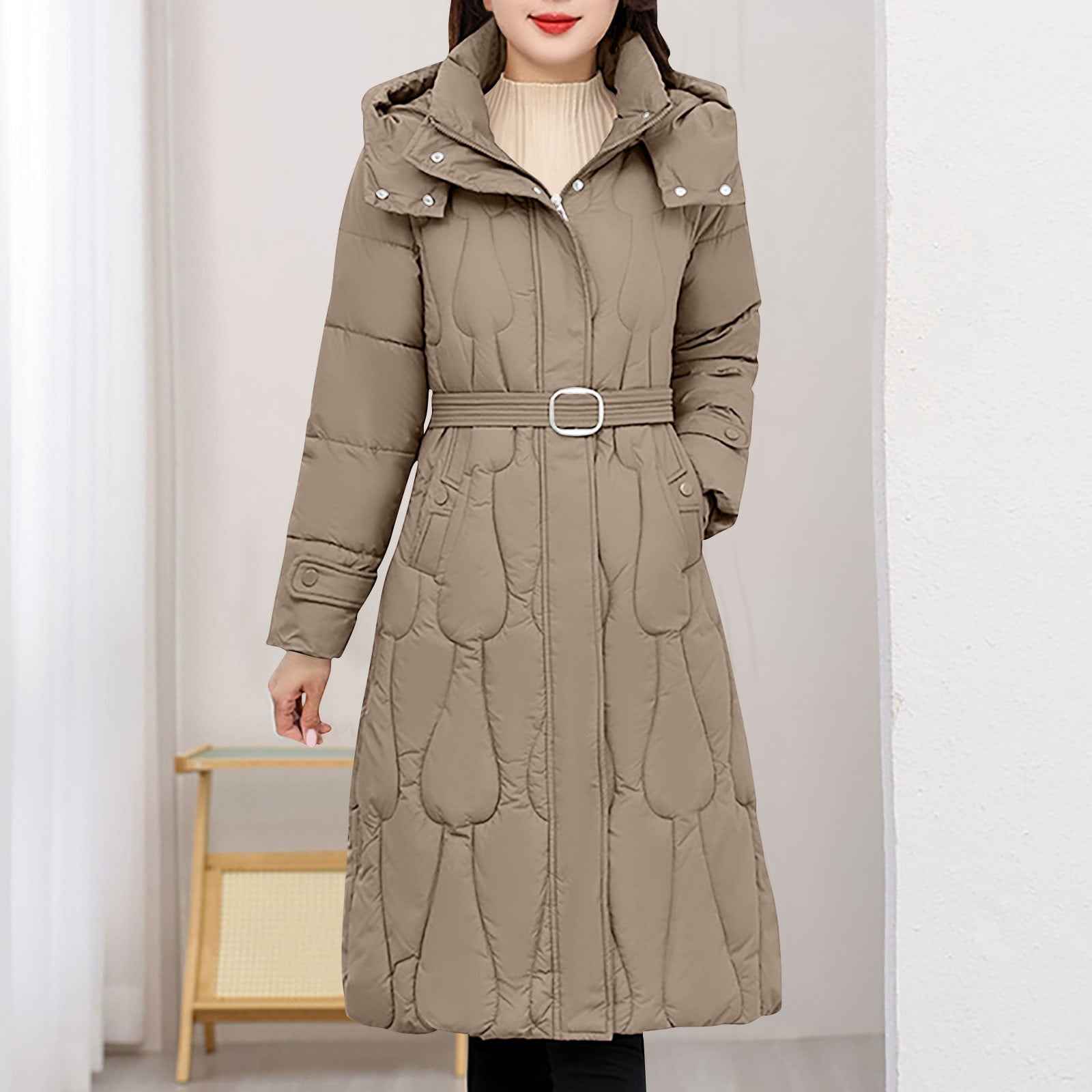 Maqroz Womens Long Down Jacket Thick Winter Coats Warm Cotton Padded ...