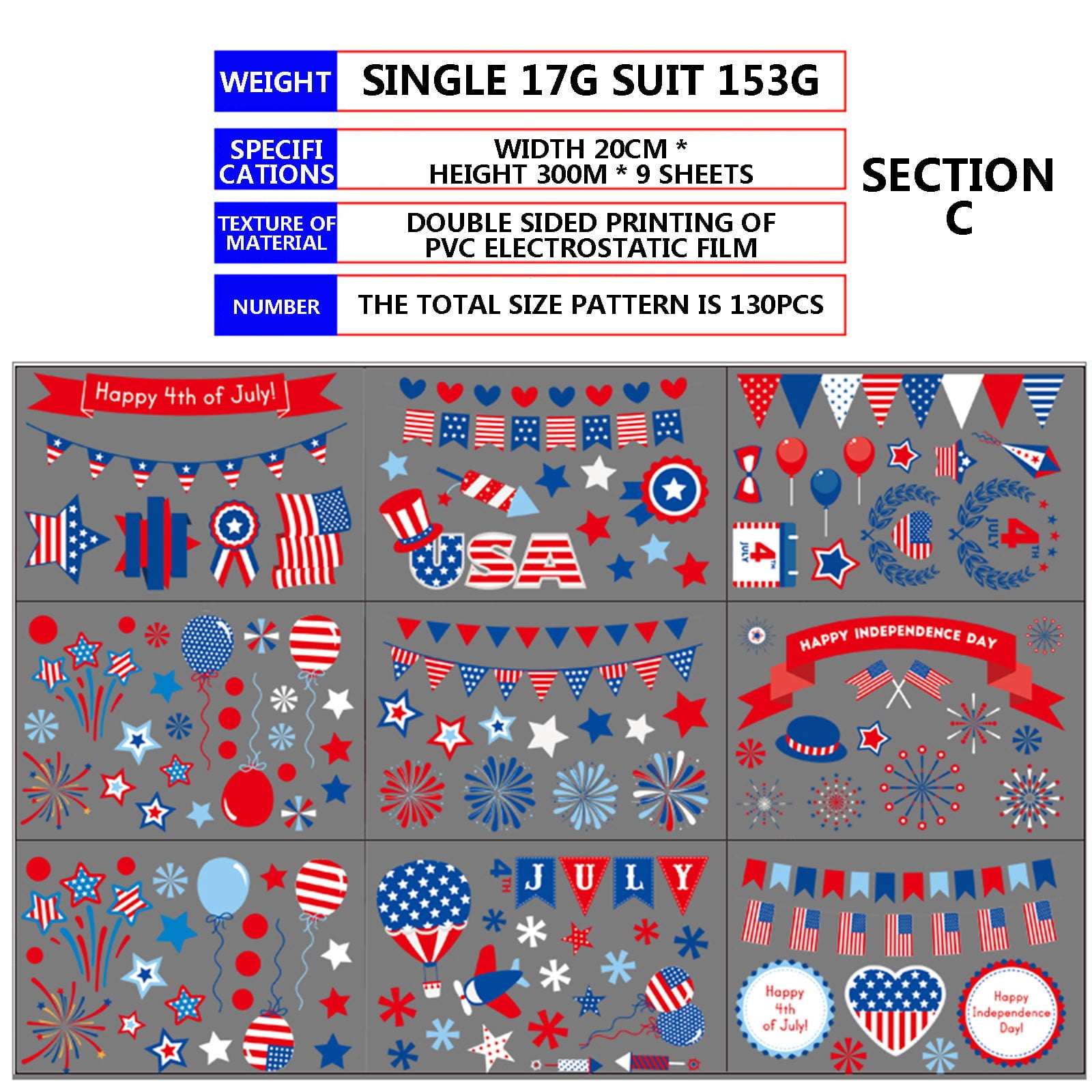 Mar 4th of July Decorations, July 4th Dwarf Eagle Fireworks Window ...