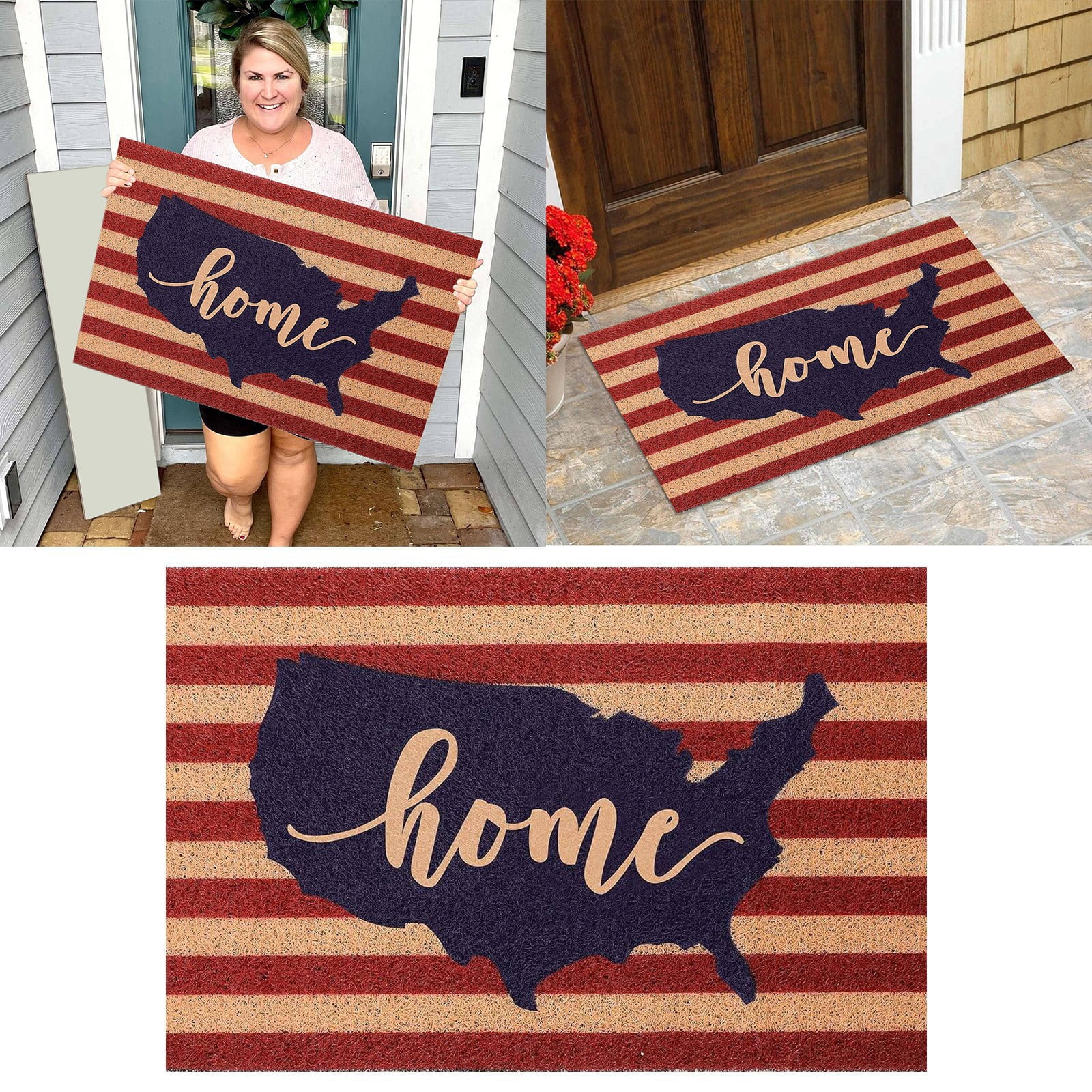 Mar 4th of July Door Mat US Map Home Door Mats 16"x24" Easy to Clean ...