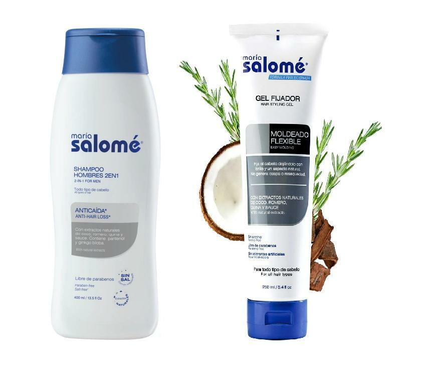 María Salomé KIT Shampoo 2EN1 Prevencion Caida + Gel Fijador - Walmart.com