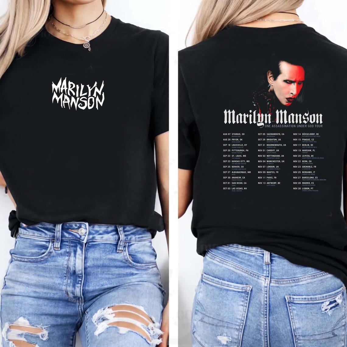 Mar.ilyn Mansonnn North American Spring Tour 2025 Graphic T-Shirt, Concert Band Tee - Walmart.com