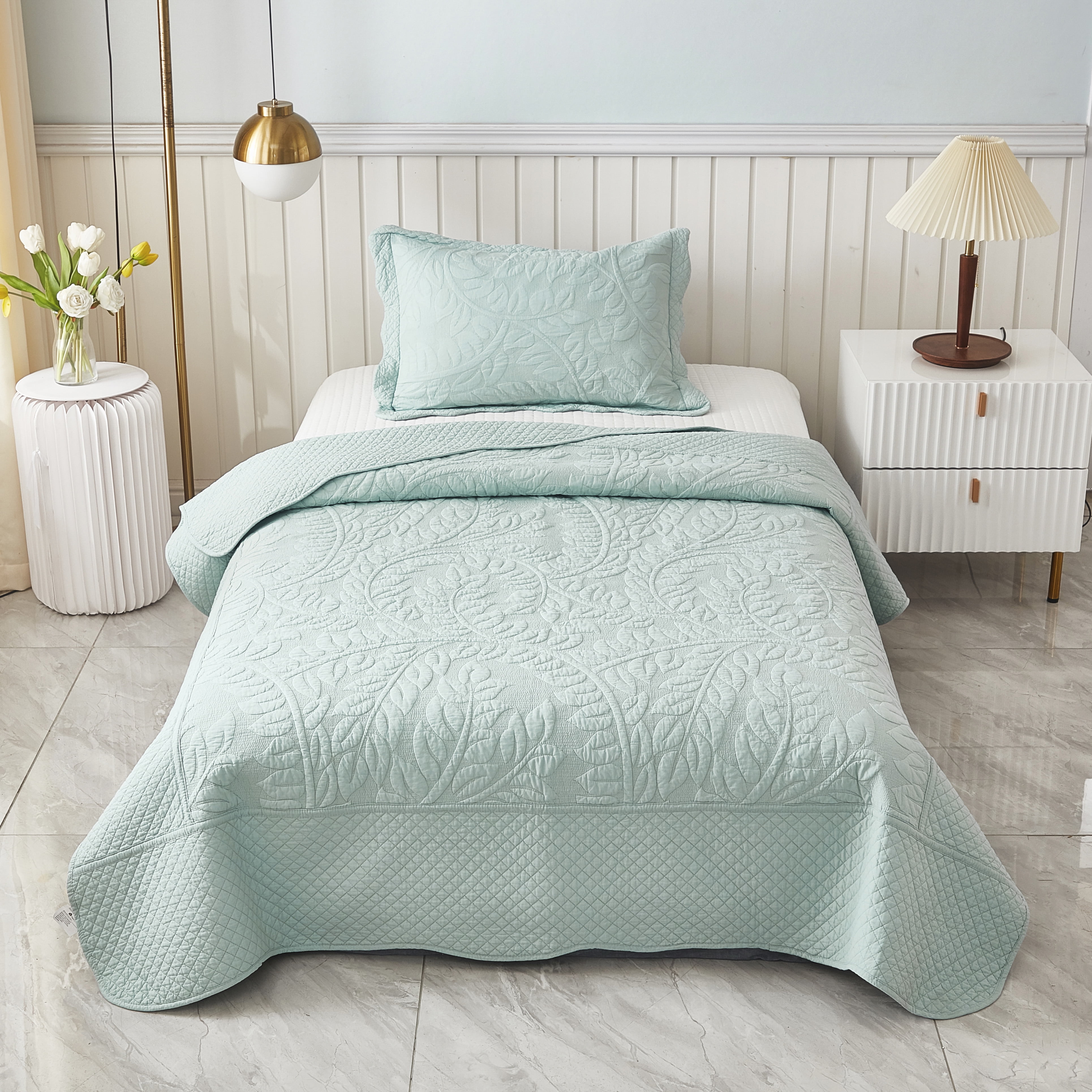 MarCielo 2-Piece Cotton Twin Size Bedspread Set Coverlet Set - Walmart.com
