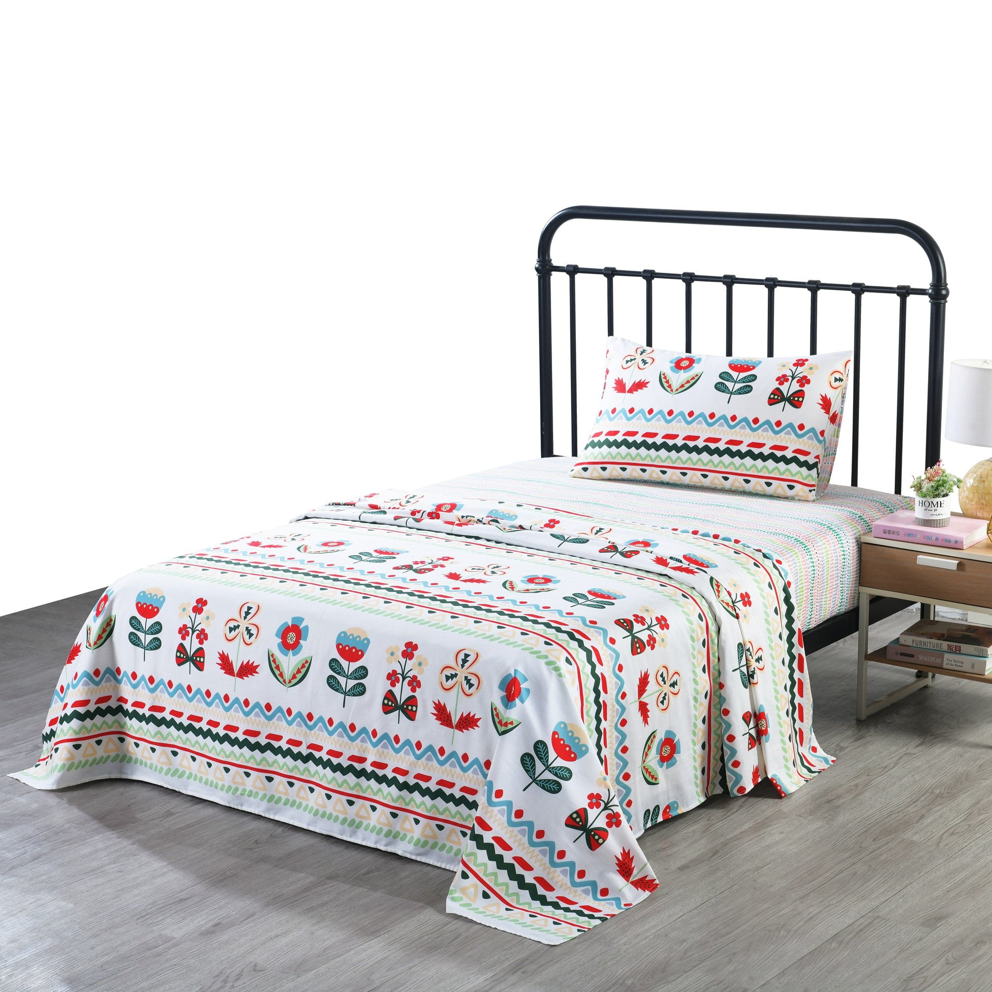 100% Cotton Kids Twin Bed Sheet Set, Full Size, for Girls and Teens ...
