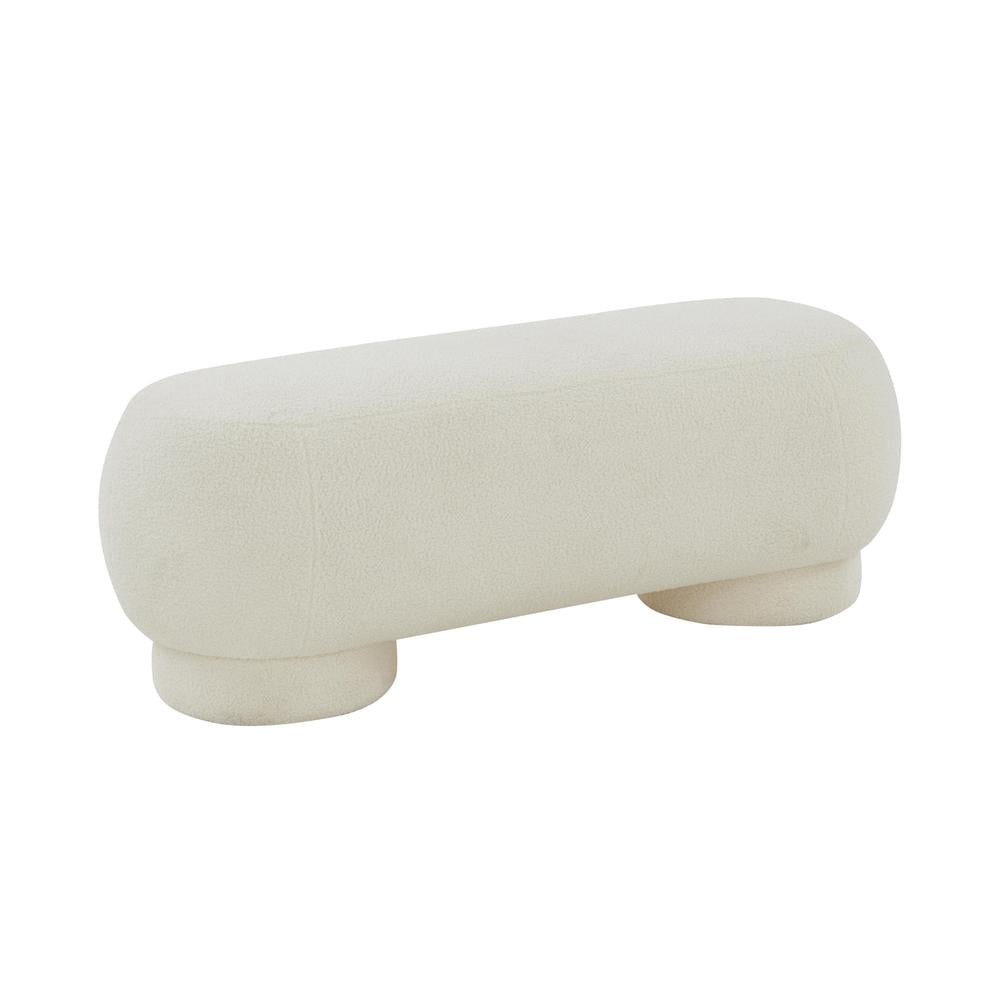 Mara Cream Vegan Shearling Ottoman - Walmart.com