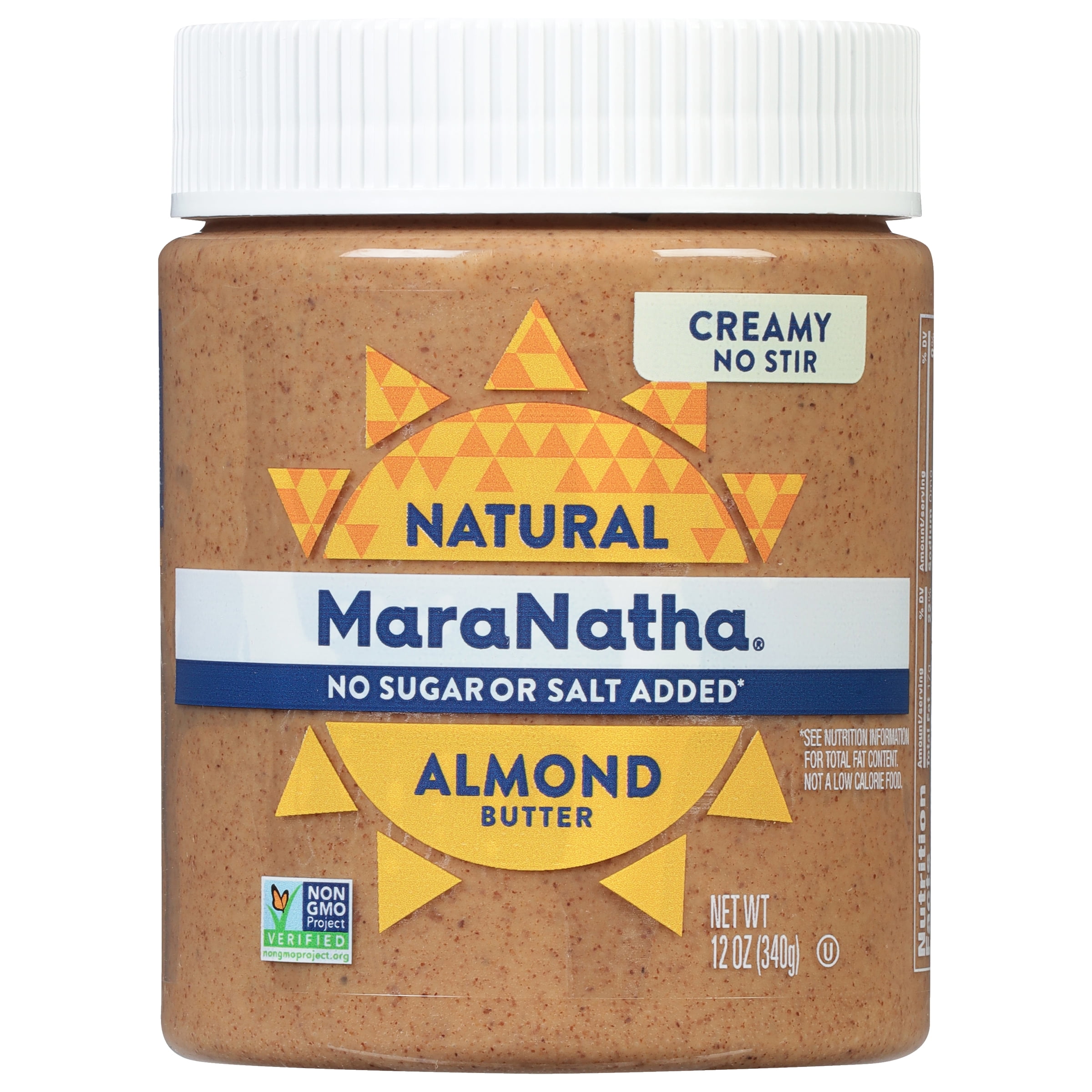 MaraNatha Natural No Sugar No Salt Creamy Almond Butter, 12 oz ...